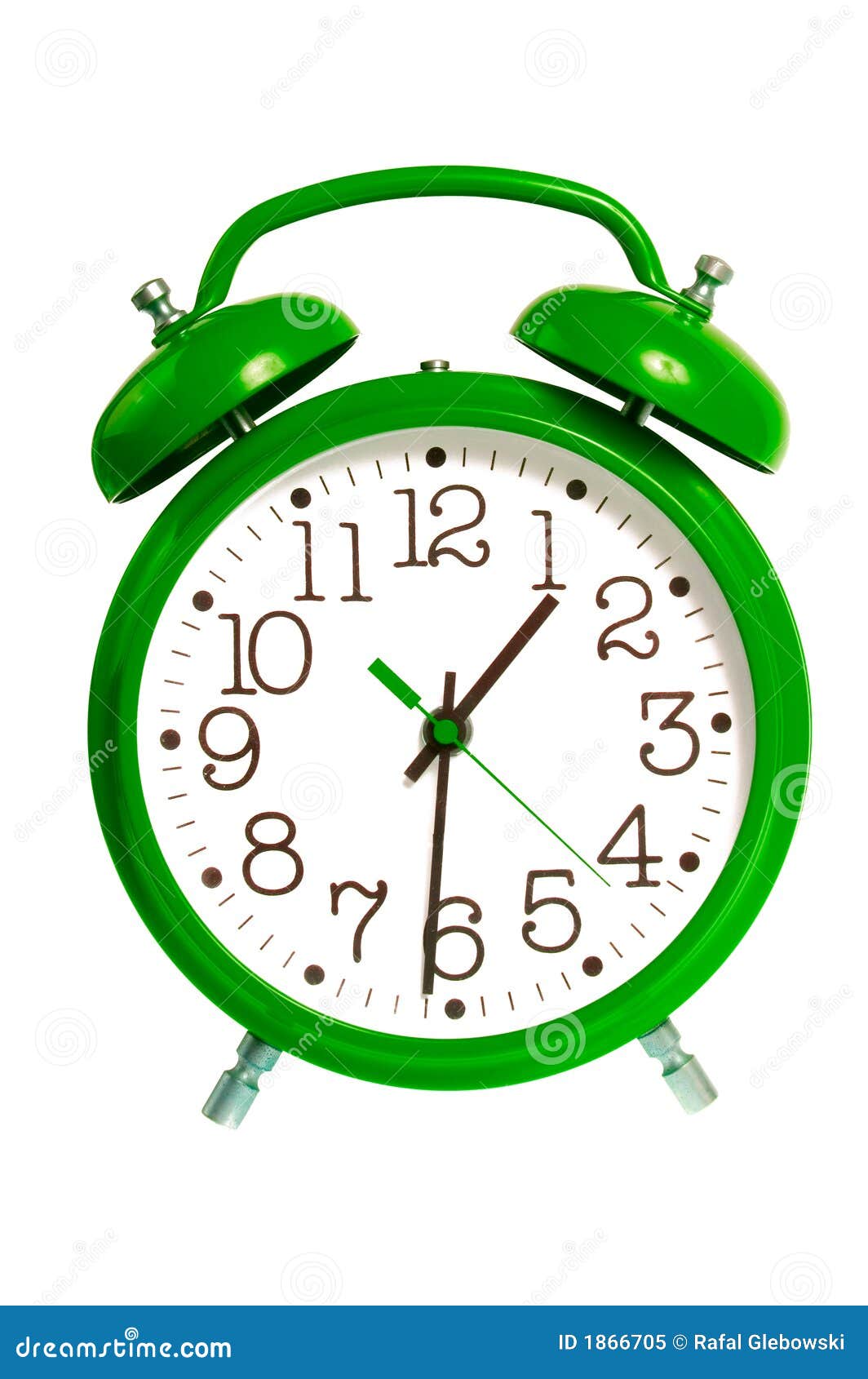 Green Alarm Clock Isolated stock image. Image of night - 1866705