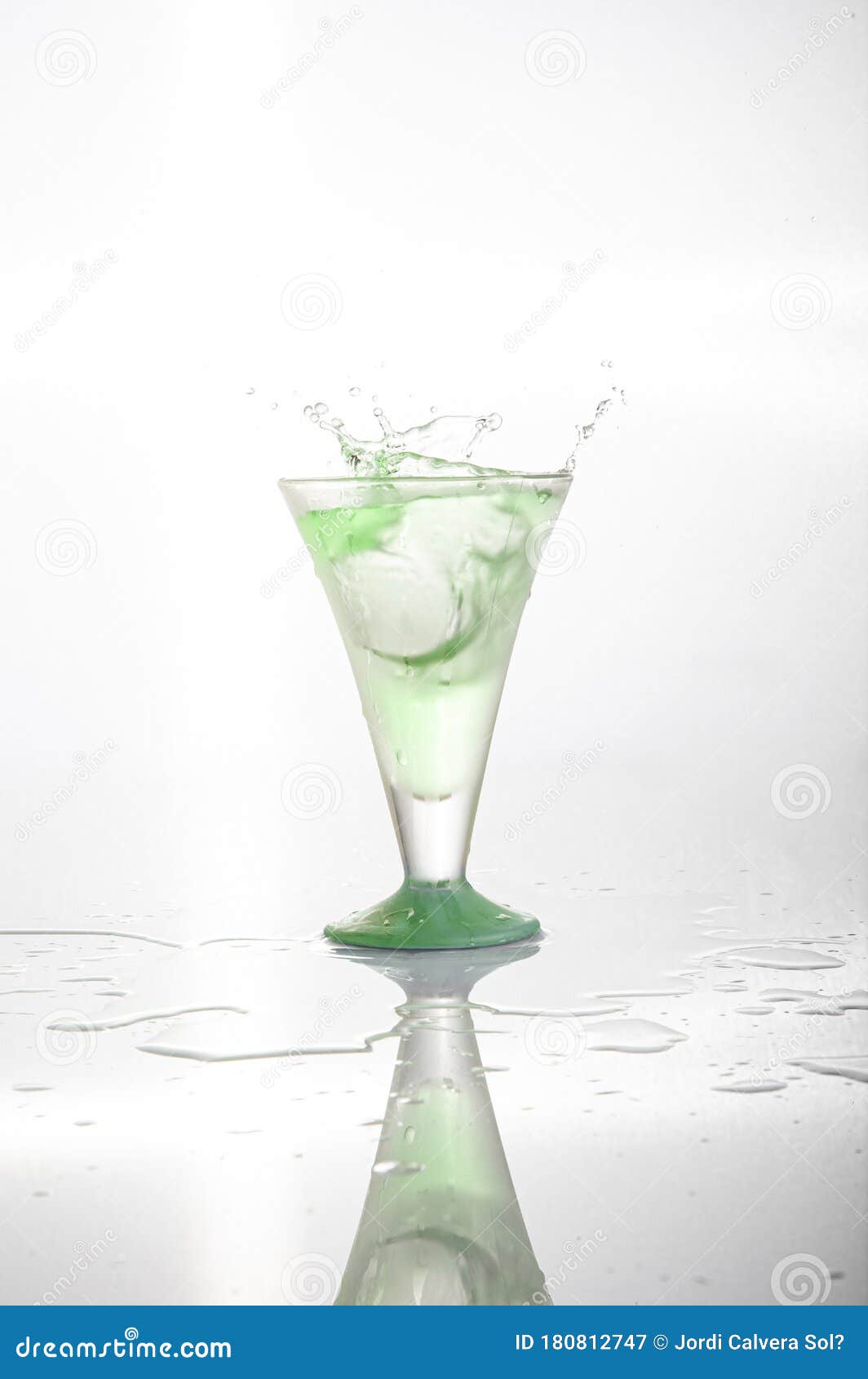 Green Alcohol Cocktail with Splash Isolated on White Stock Image ...