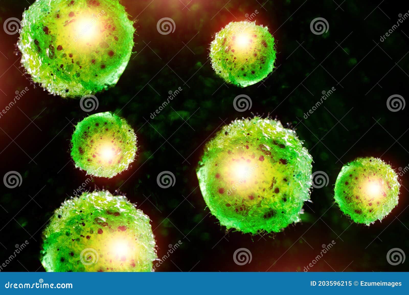 Green Algae Cells 3D Illustration Stock Illustration - Illustration of ...
