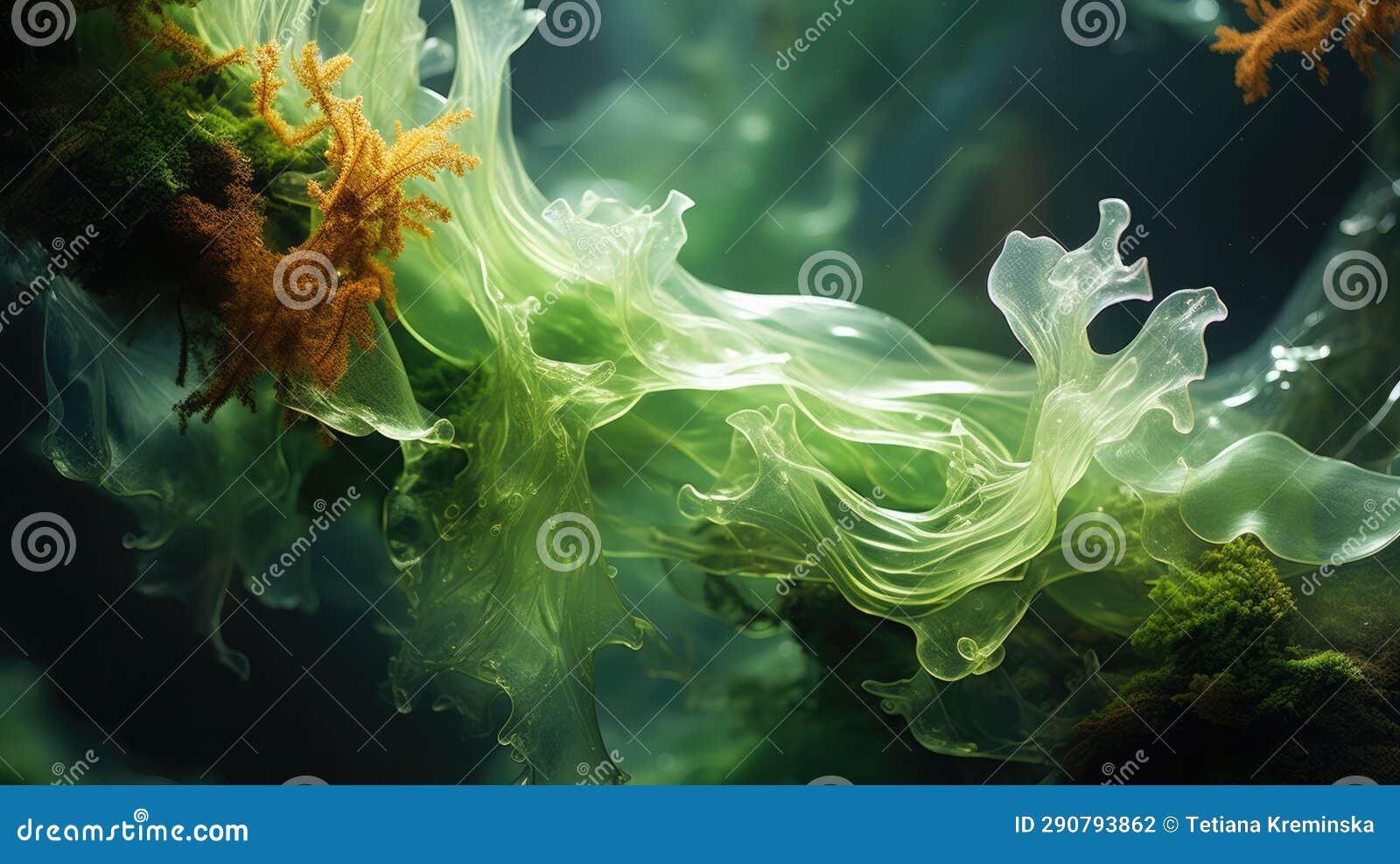 Green Algae Chlorophyta. Abstract Close-ups, Selective Focus, and ...