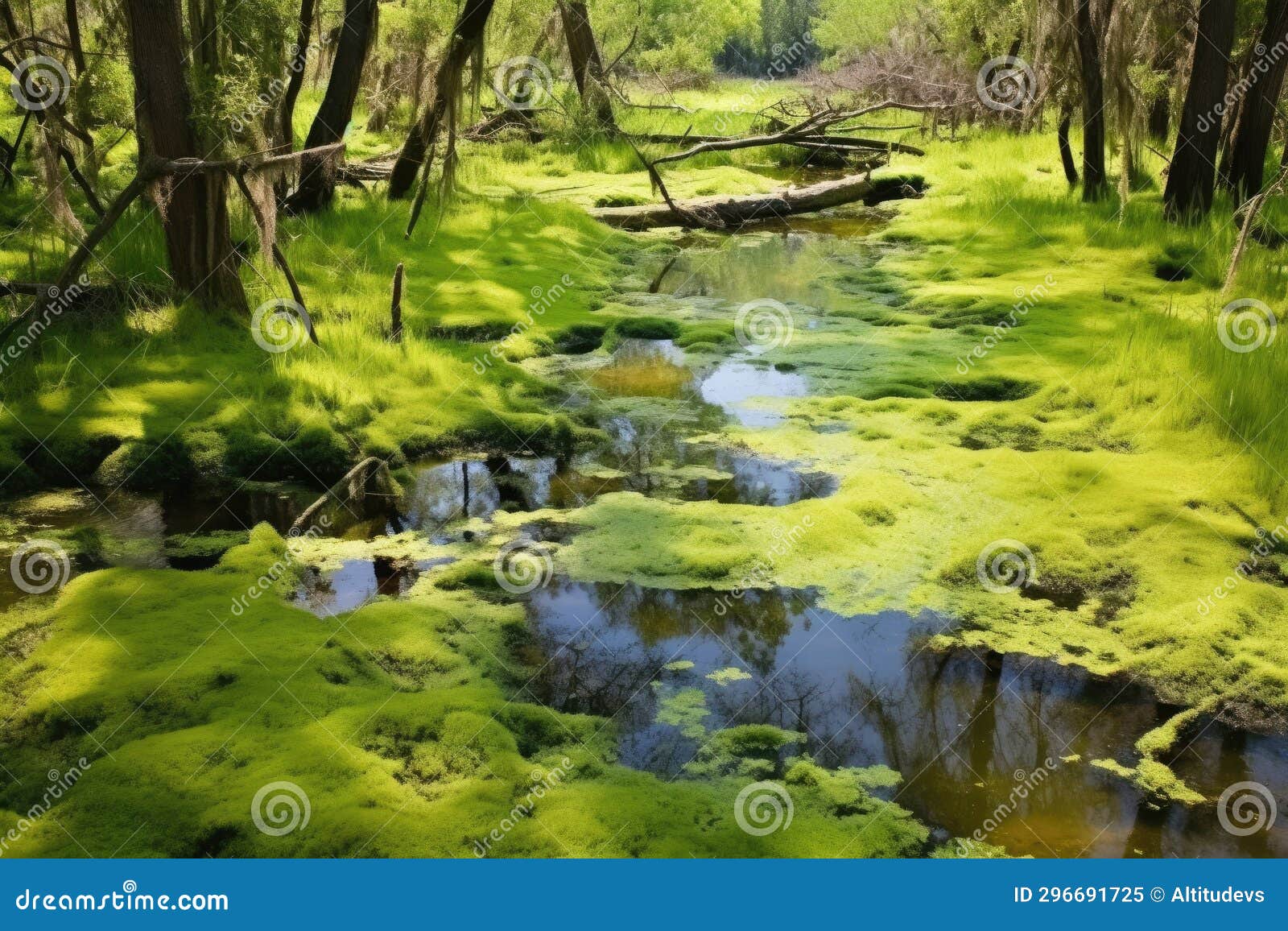 Green Algae-covered Hot Springs in a Marsh Stock Image - Image of marsh ...