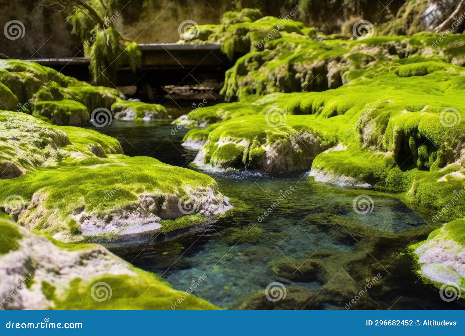 Green Algae Thriving Around a Hot Spring Stock Photo - Image of plant ...