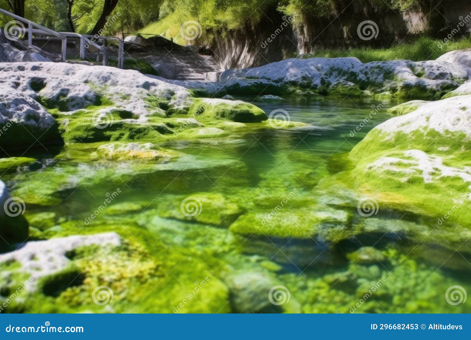 Green Algae Thriving Around a Hot Spring Stock Image - Image of algae ...
