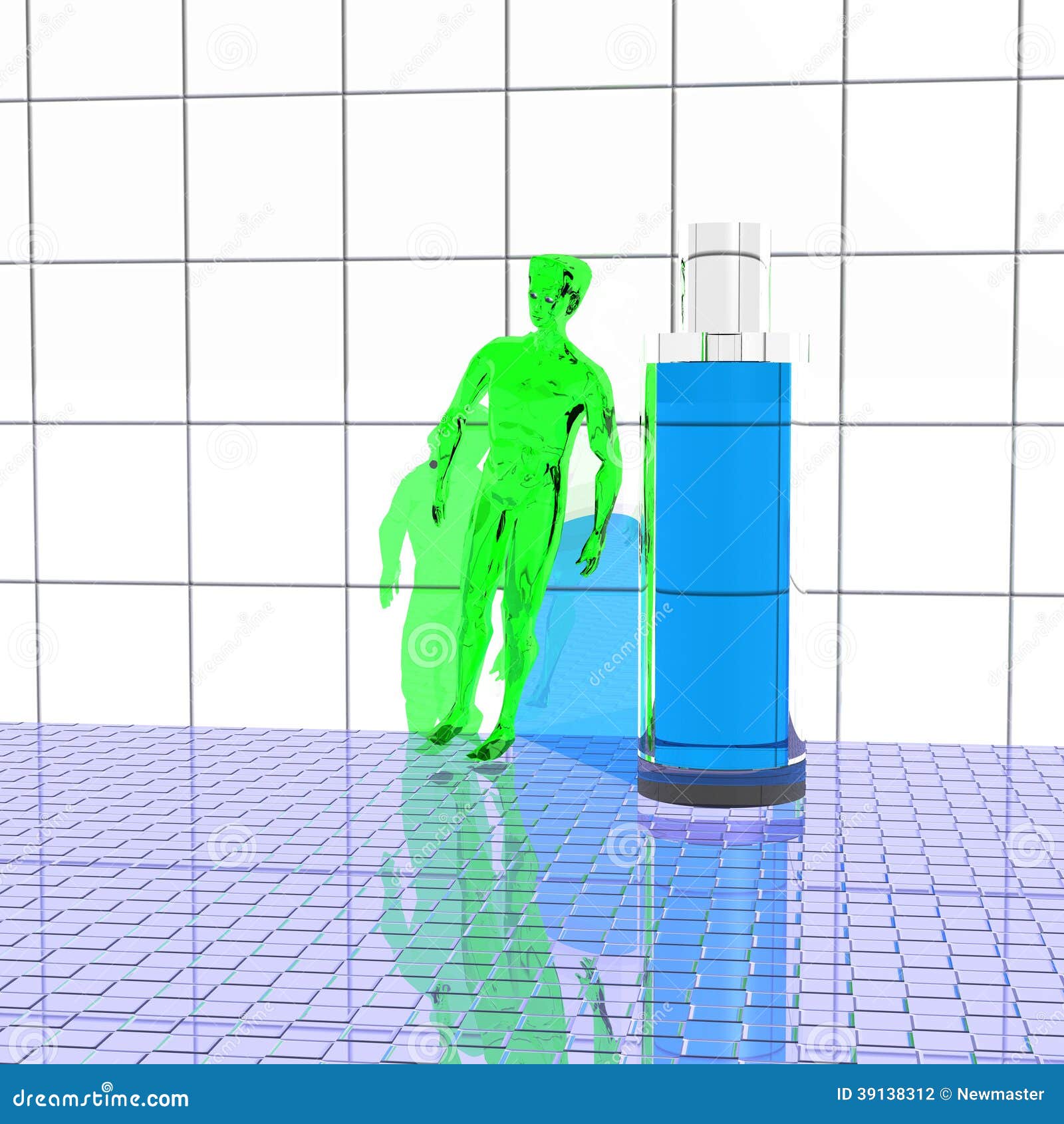 Green Alien with a Bottle of Perfume Stock Illustration - Illustration ...