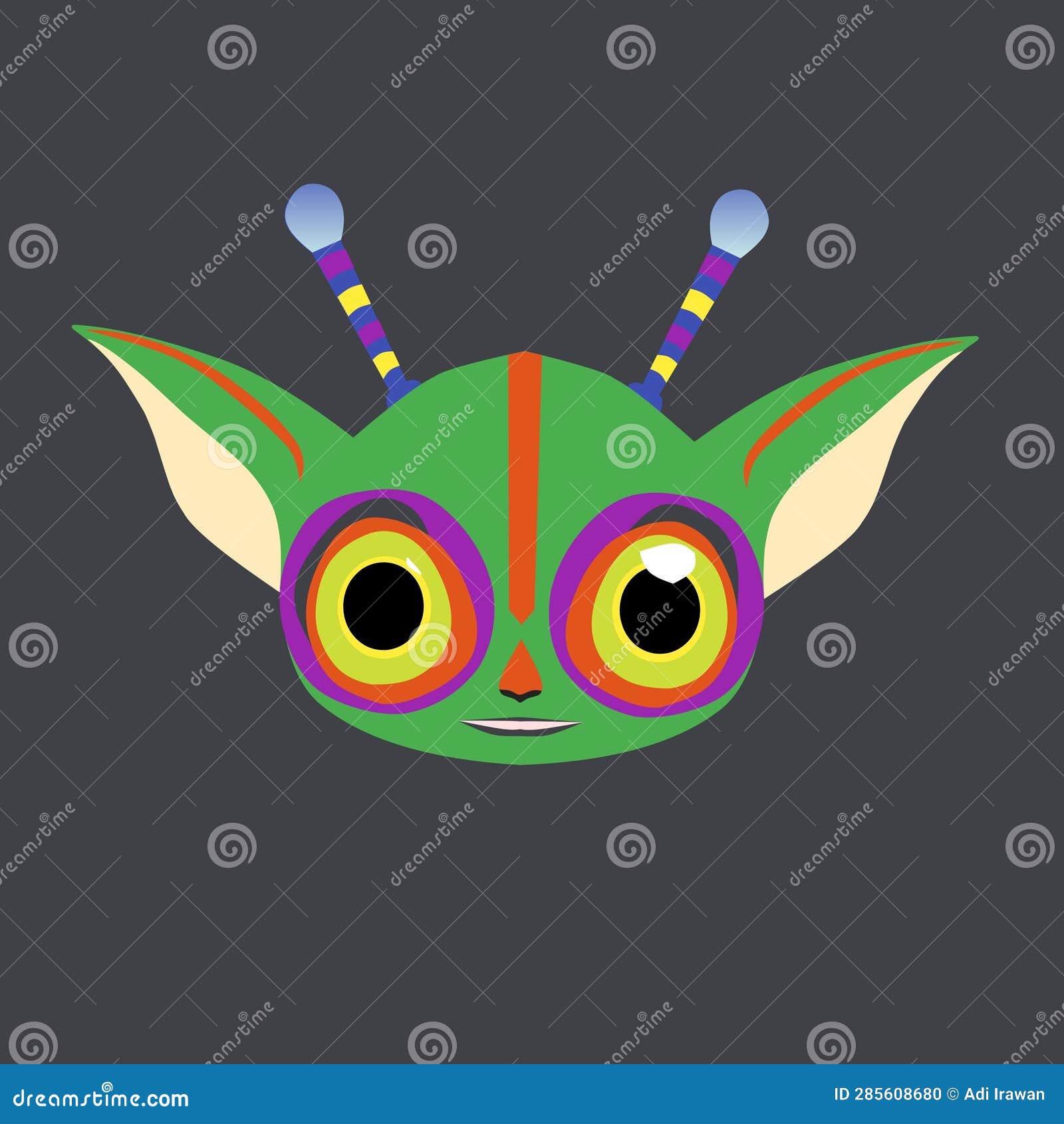 Green Alien Cartoon Head Icon Logo Vector Illustration Stock Vector ...