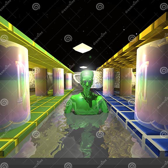 Green alien floating stock illustration. Illustration of pool - 43104295