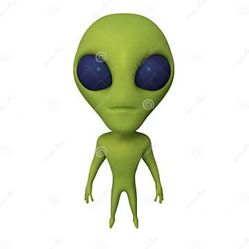 Green Alien. Front View. 3d Rendering Stock Illustration - Illustration ...