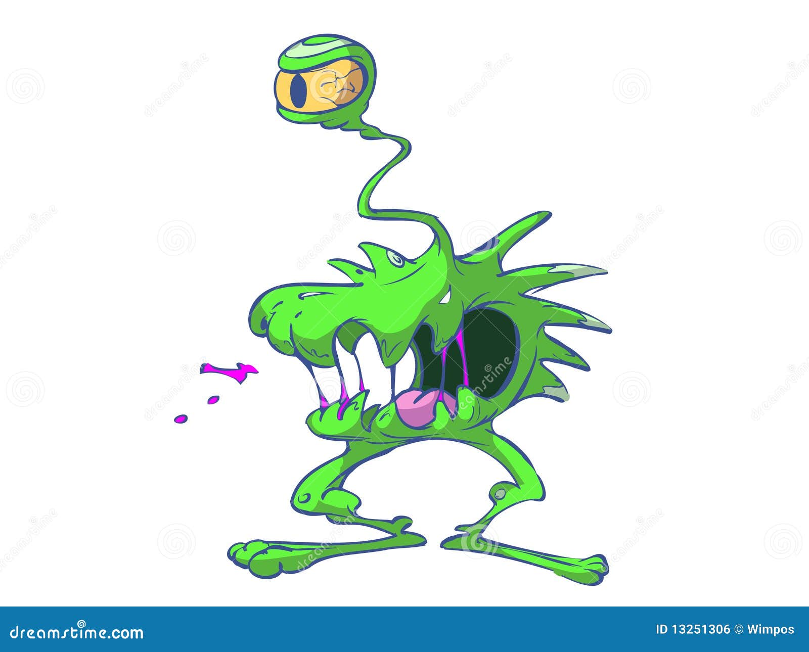 Green alien with one eye stock illustration. Illustration of planet ...