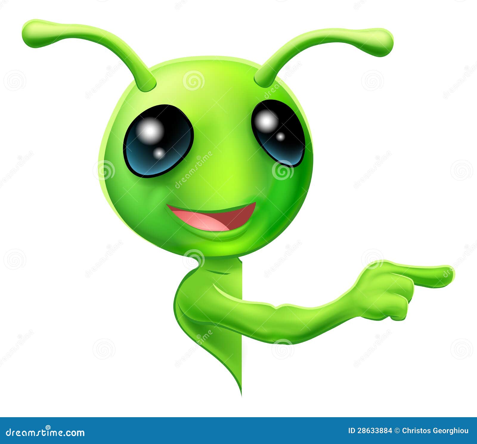 Green Alien Pointing stock vector. Illustration of hiding - 28633884