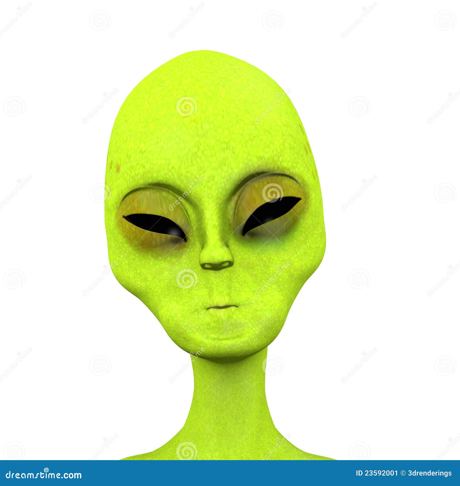 Green alien - strange face stock illustration. Illustration of render ...