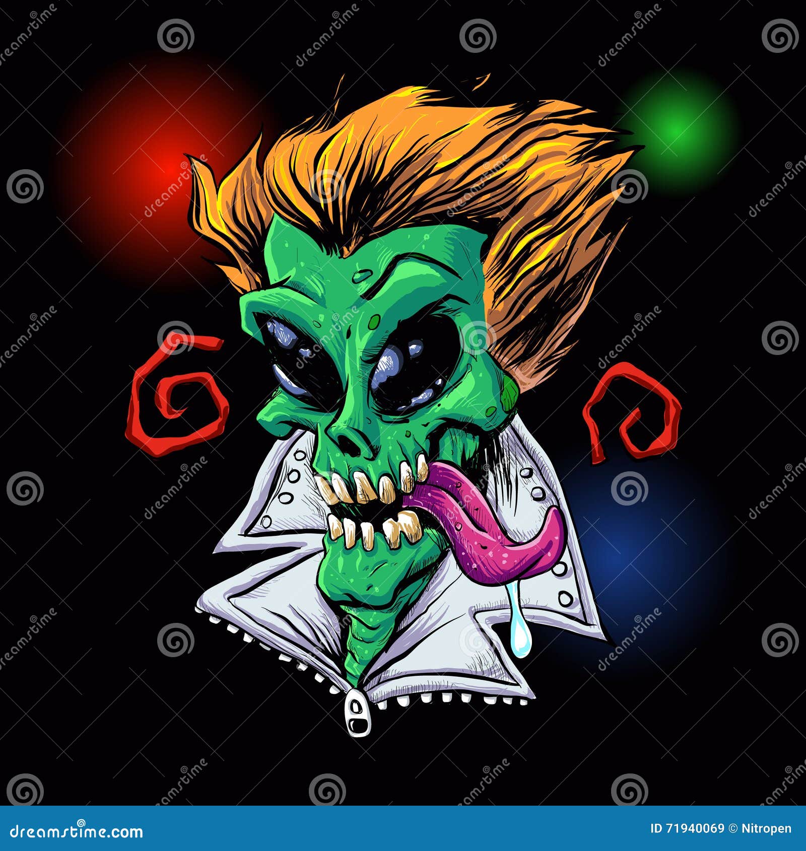 Green Alien Zombie in the Party. Stock Vector - Illustration of ...