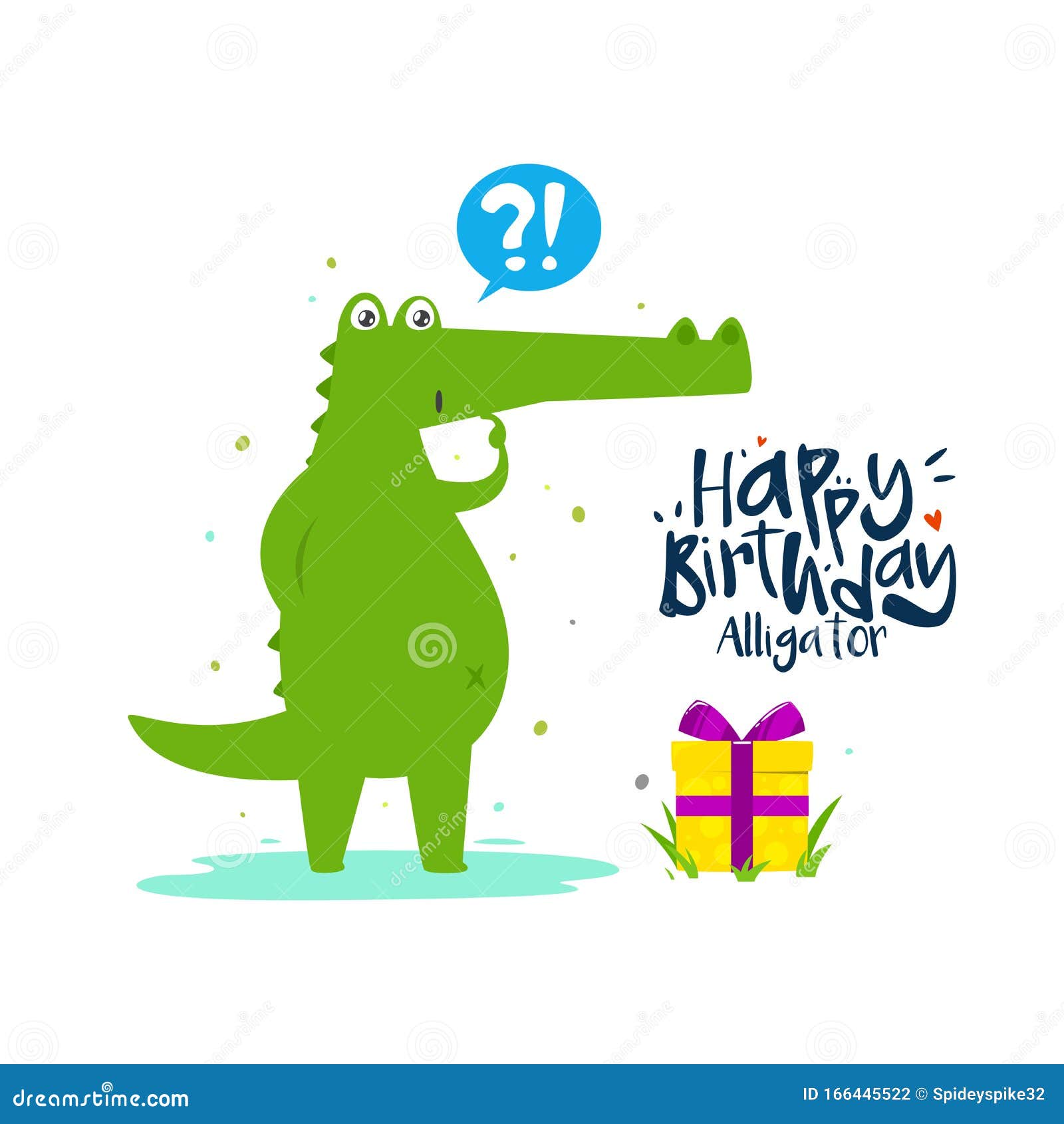 A Green Alligator Surprised on His or Her Birthday Stock Vector ...