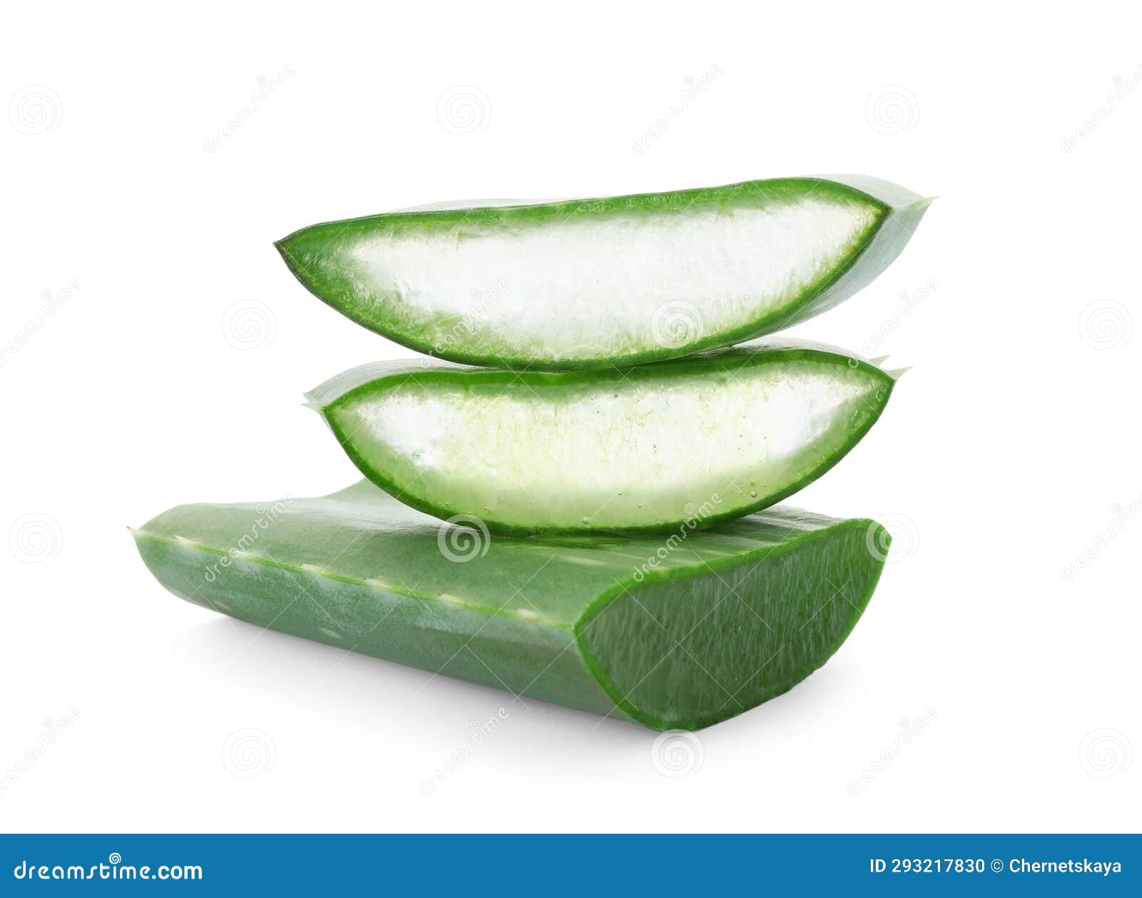 Green Aloe Vera Slices Isolated on White Stock Photo - Image of lotion ...