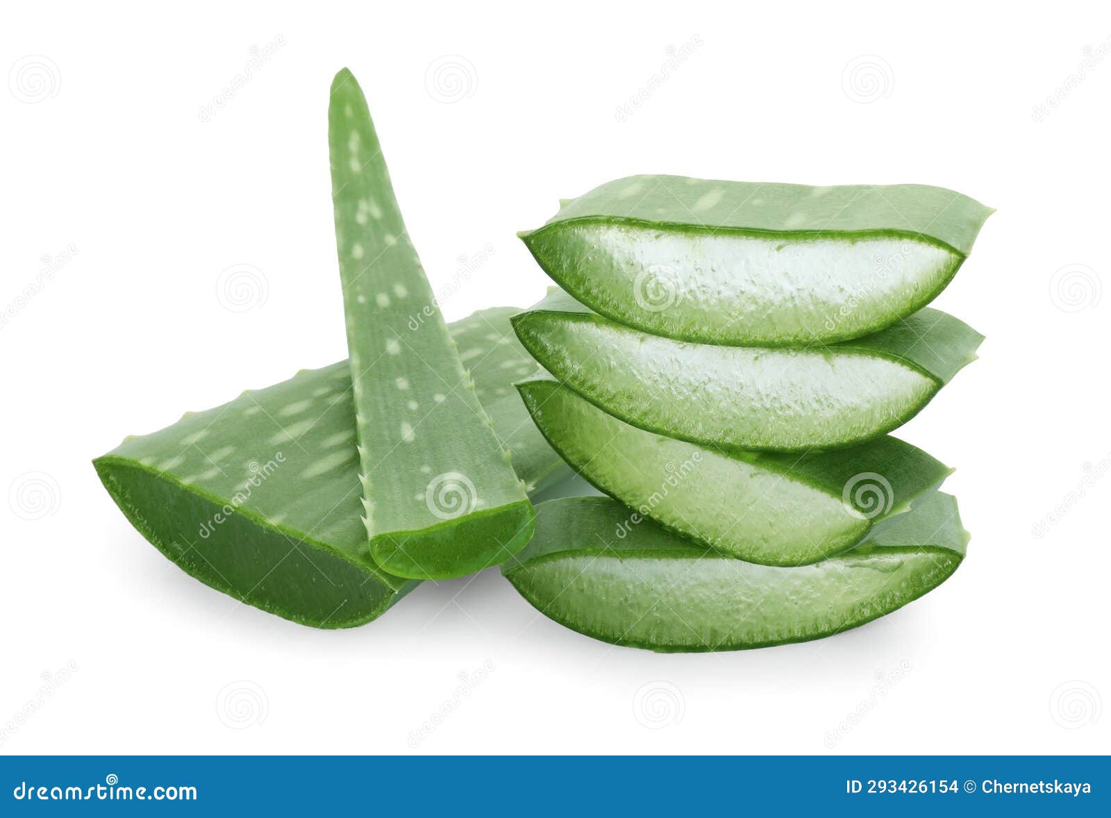 Green Aloe Vera Slices Isolated on White Stock Photo - Image of beauty ...
