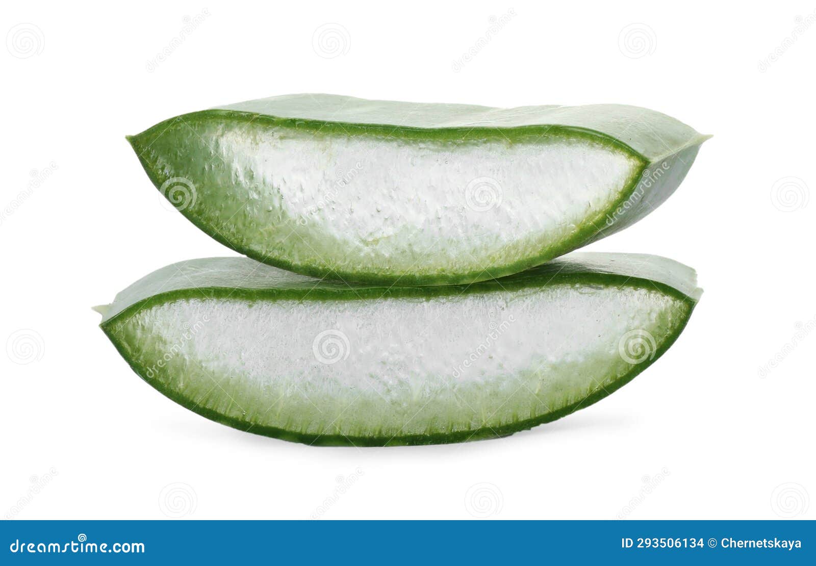Green Aloe Vera Slices Isolated on White Stock Photo - Image of ...