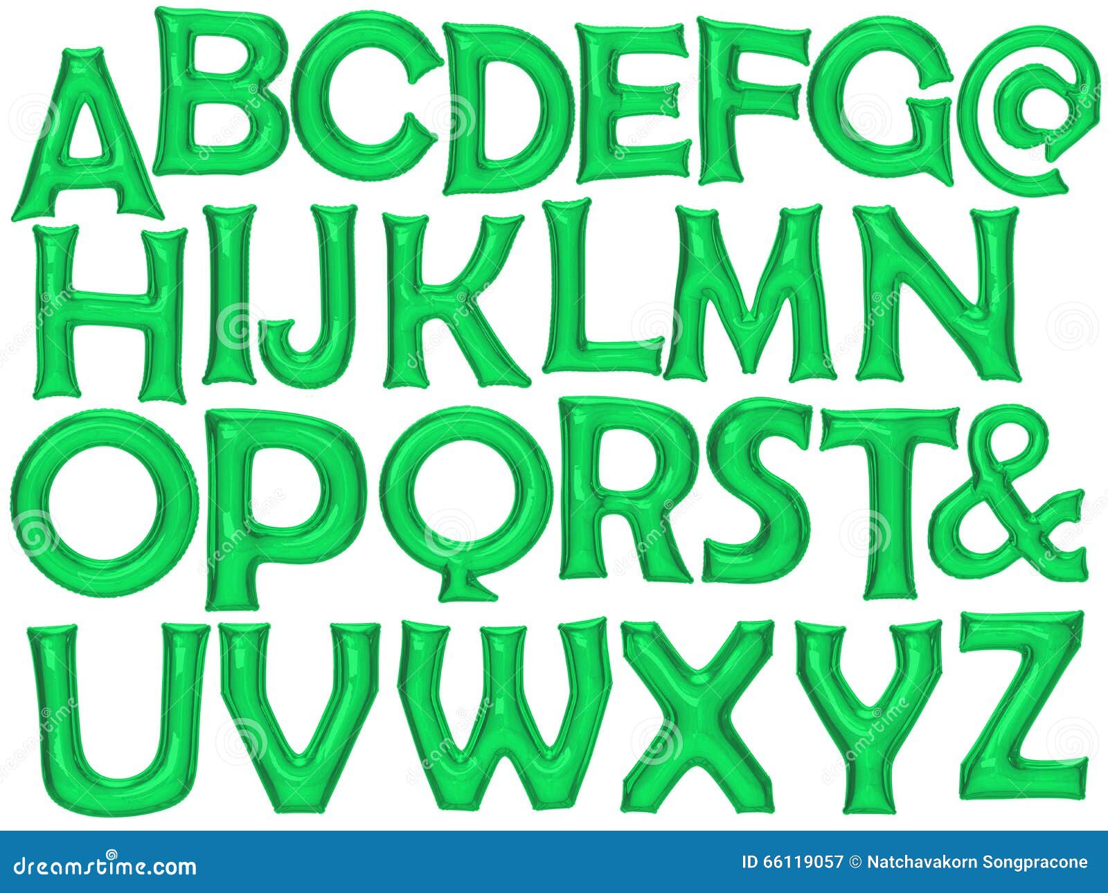 Green Alphabet Foil Balloon Set with Clipping Path Stock Illustration ...