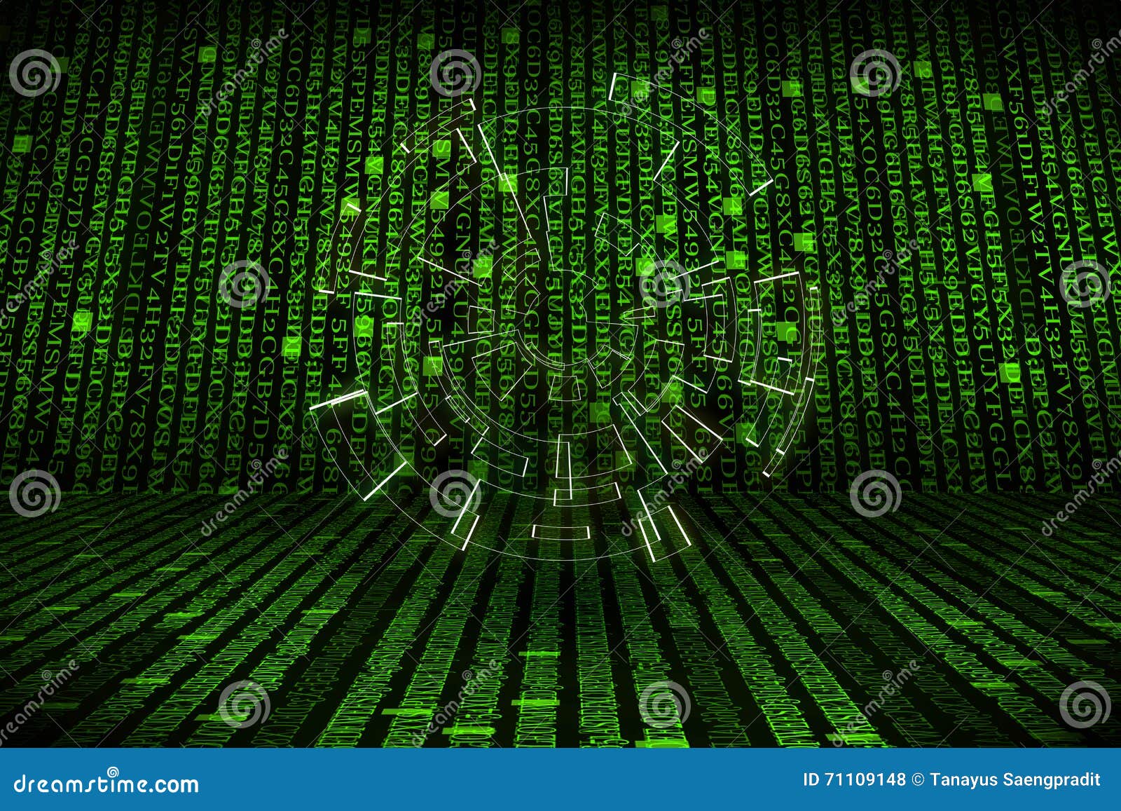The Green Alphanumeric Code Background. Stock Illustration ...