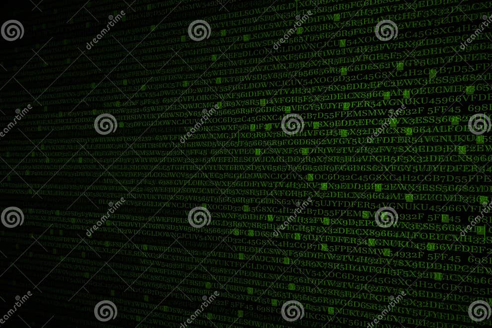 The Green Alphanumeric Code Background. Stock Illustration ...