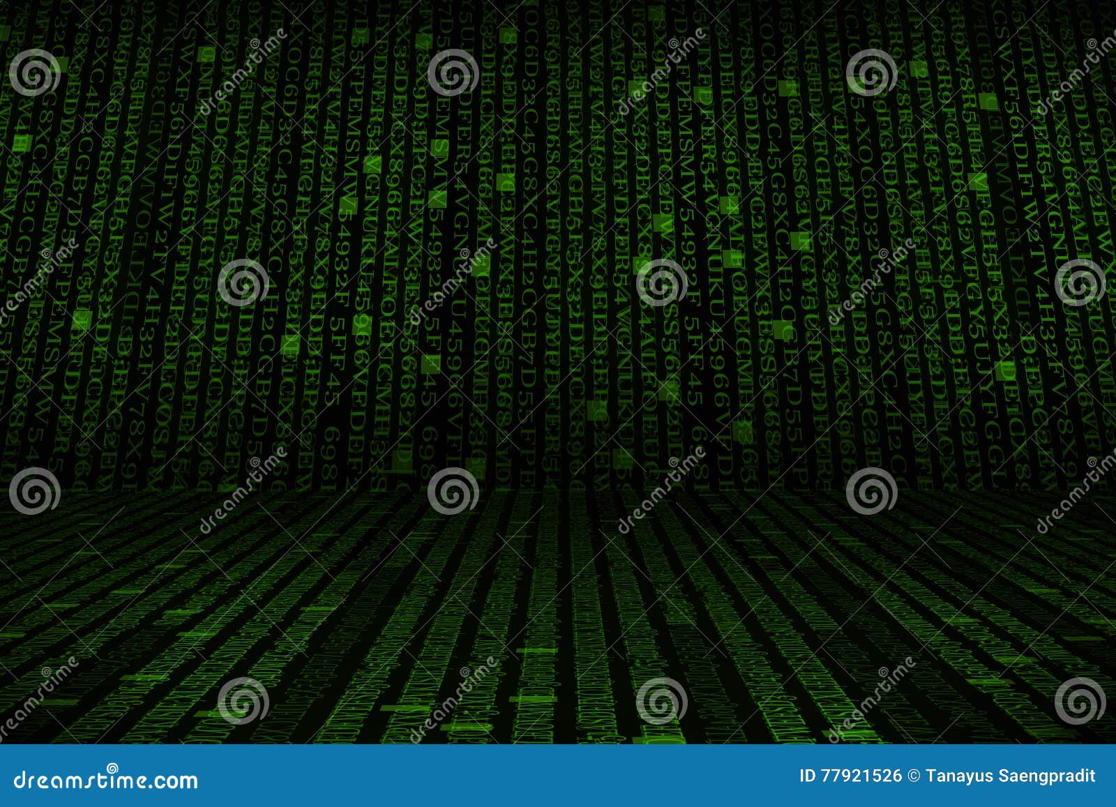 The Green Alphanumeric Code Background. Stock Illustration ...