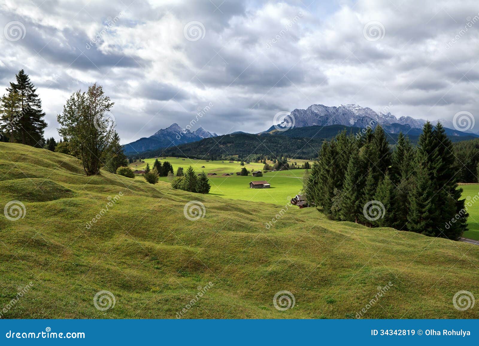 Green Alpine Meadows in Bavaria Stock Image - Image of alpine, grass ...