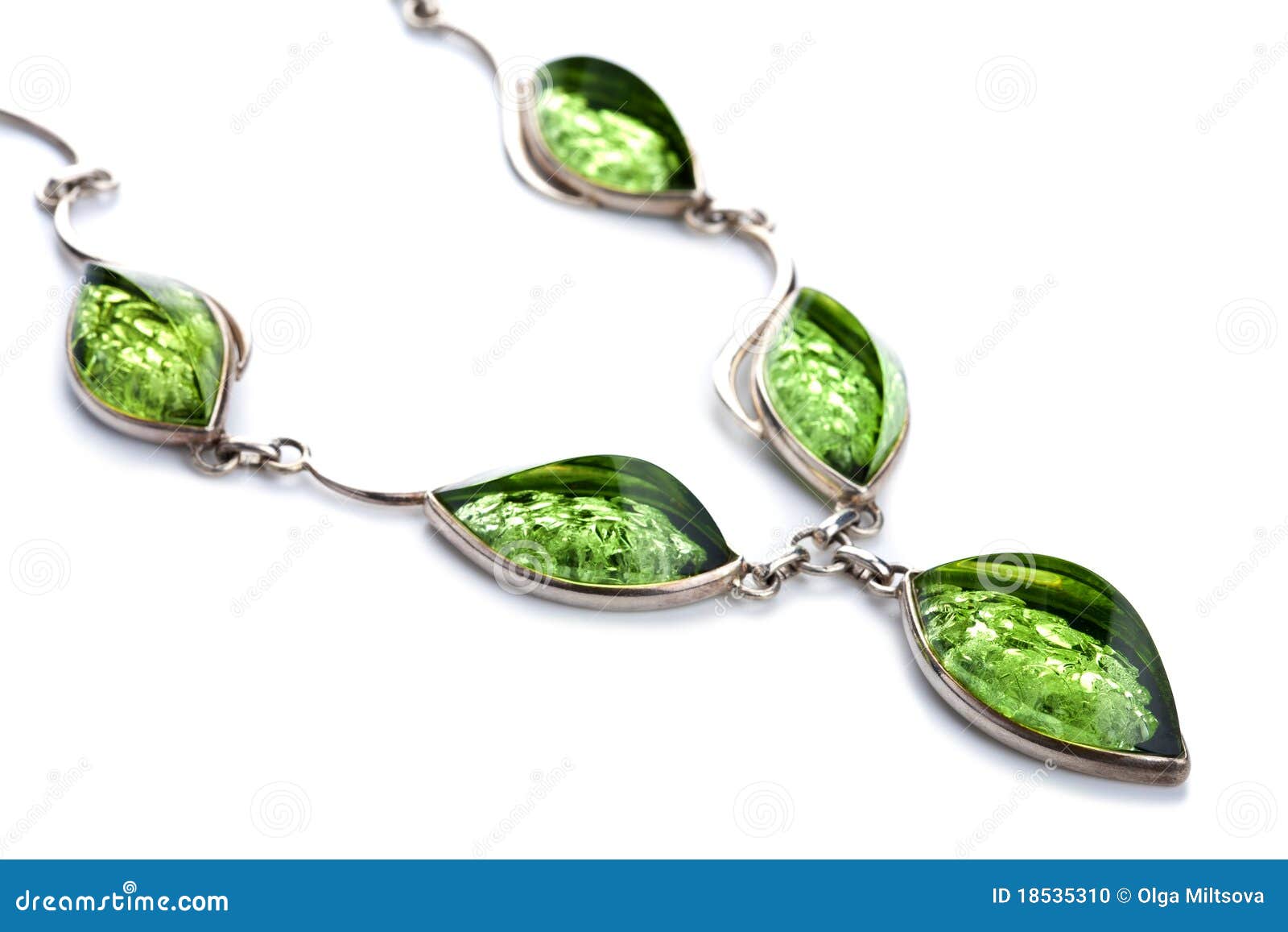 Green Amber Necklace Isolated Stock Photo - Image of precious, fashion ...
