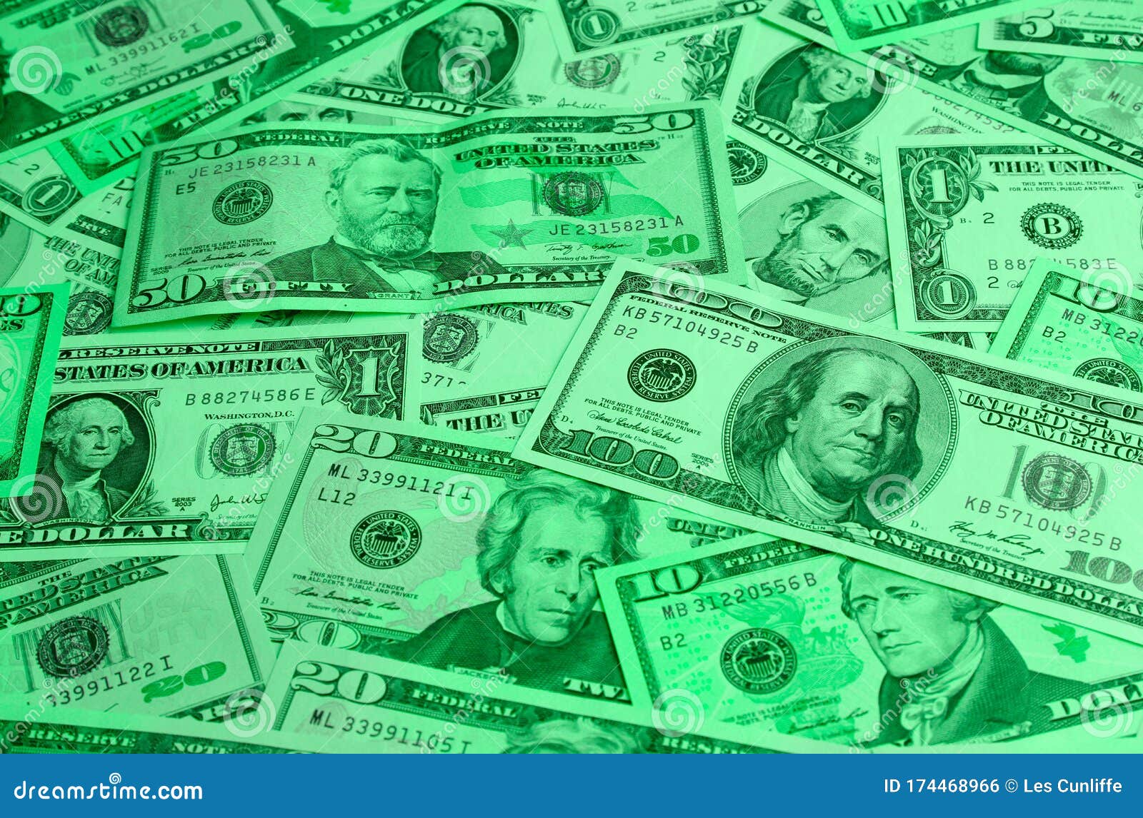 Green American banknotes stock photo. Image of currency - 174468966