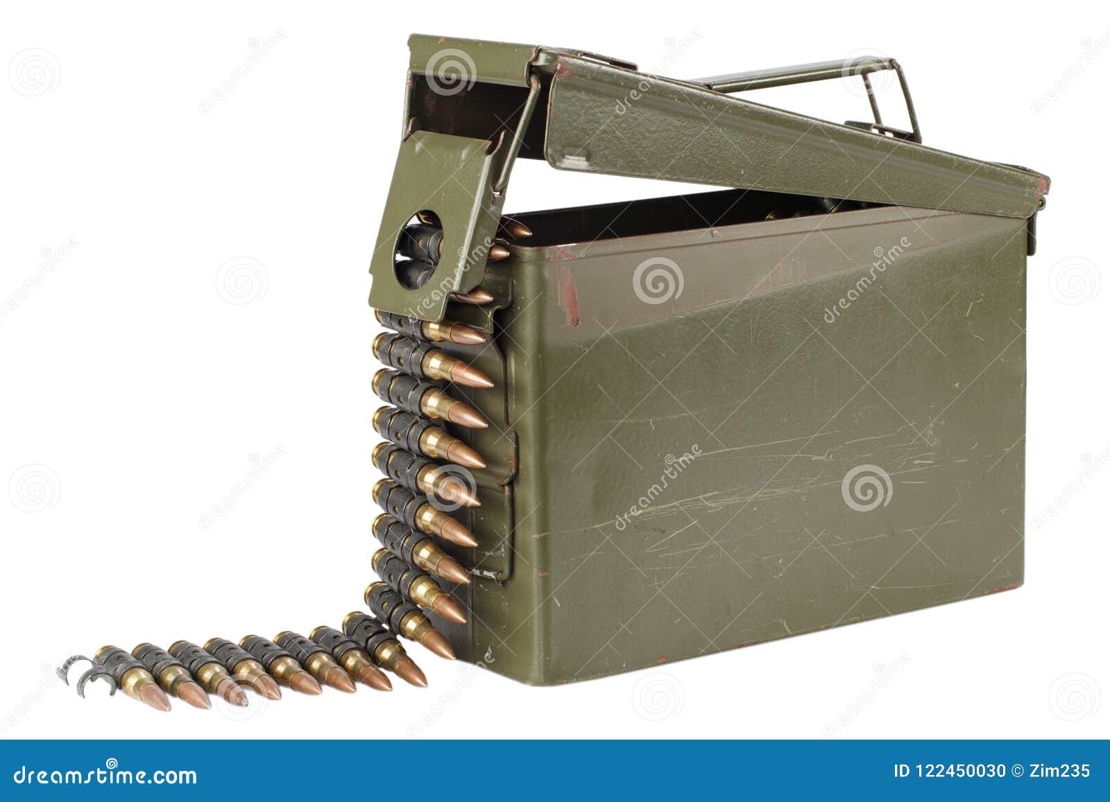 Green Ammo Box with Ammunition Belt Stock Photo - Image of containers ...