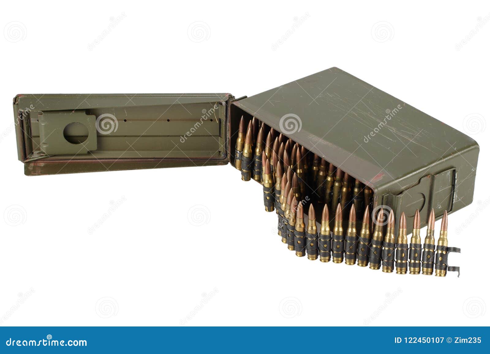 Green Ammo Box with Ammunition Belt Stock Image - Image of storage ...