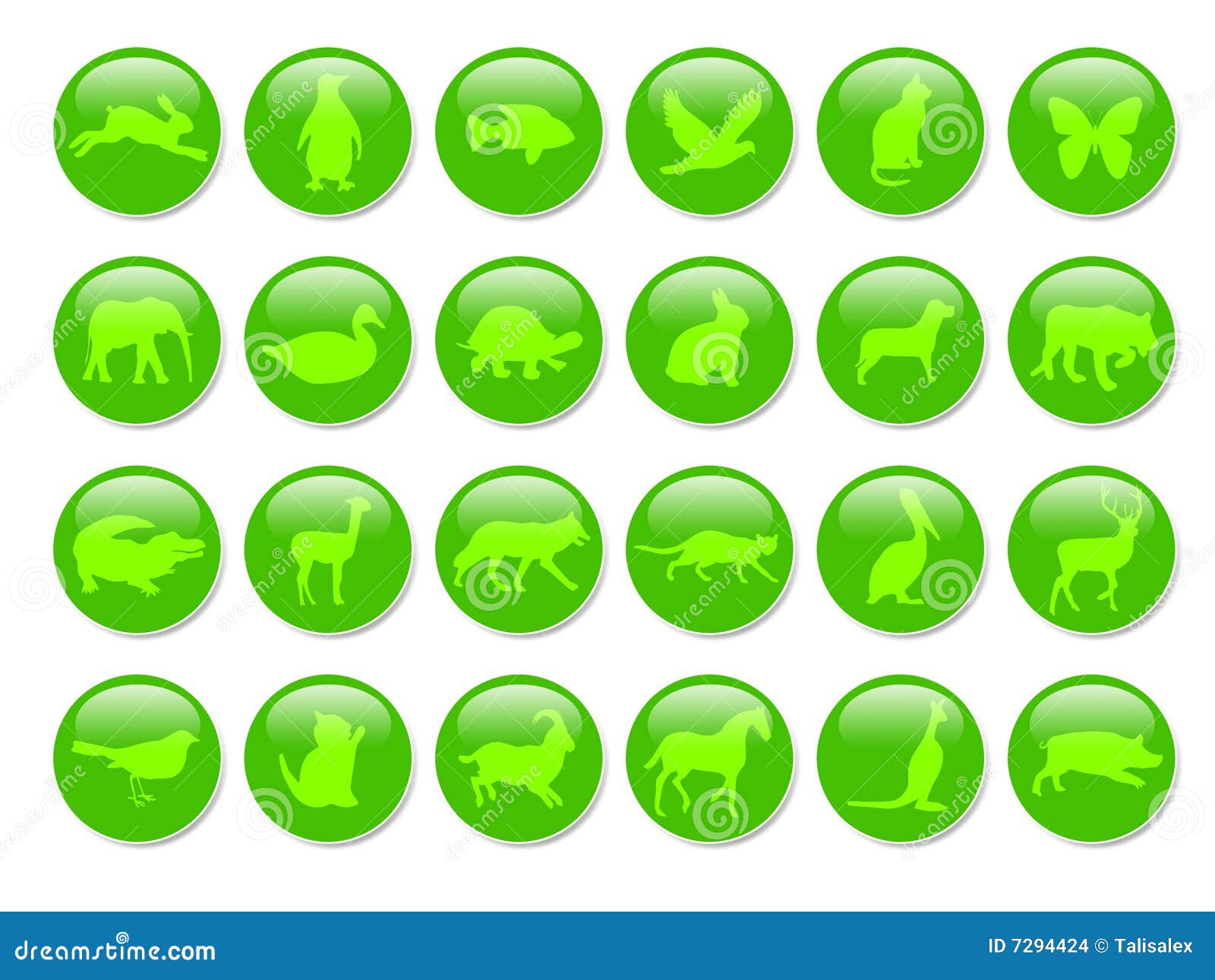 Green animals icons stock illustration. Illustration of glare - 7294424