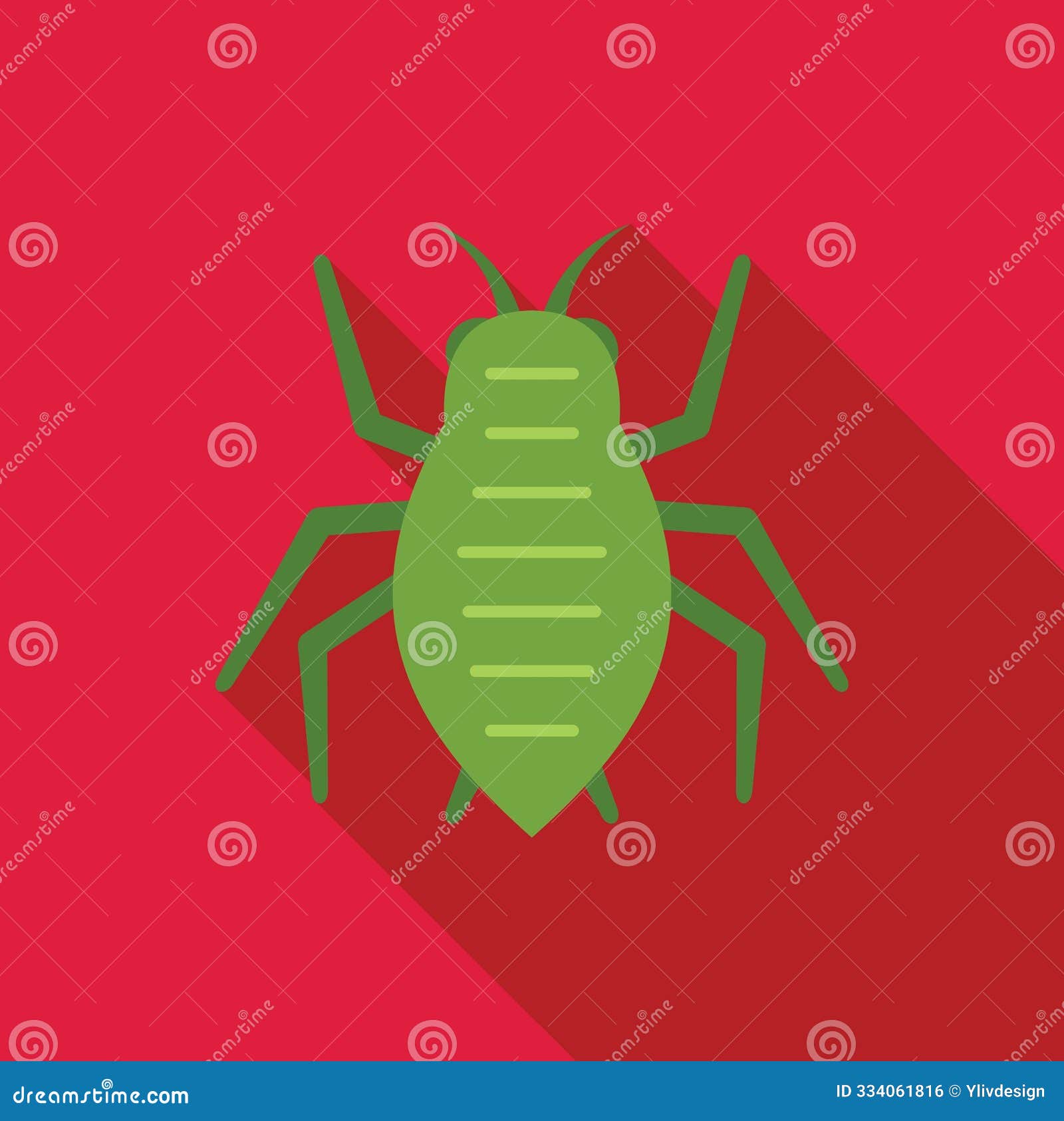 Green Aphid Insect Spreading Its Legs On Red Background Vector ...
