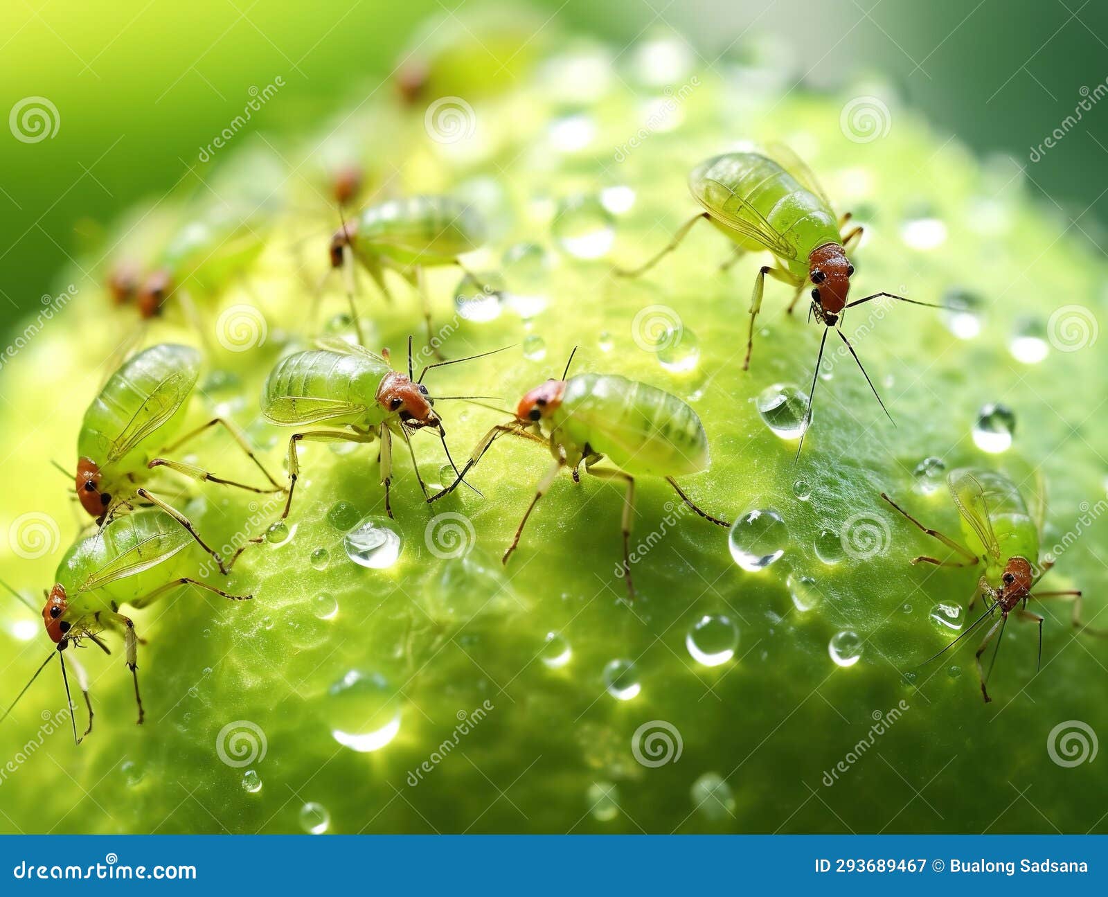 Green Aphid Insect Spreading Its Legs On Light Brown Background Stock ...