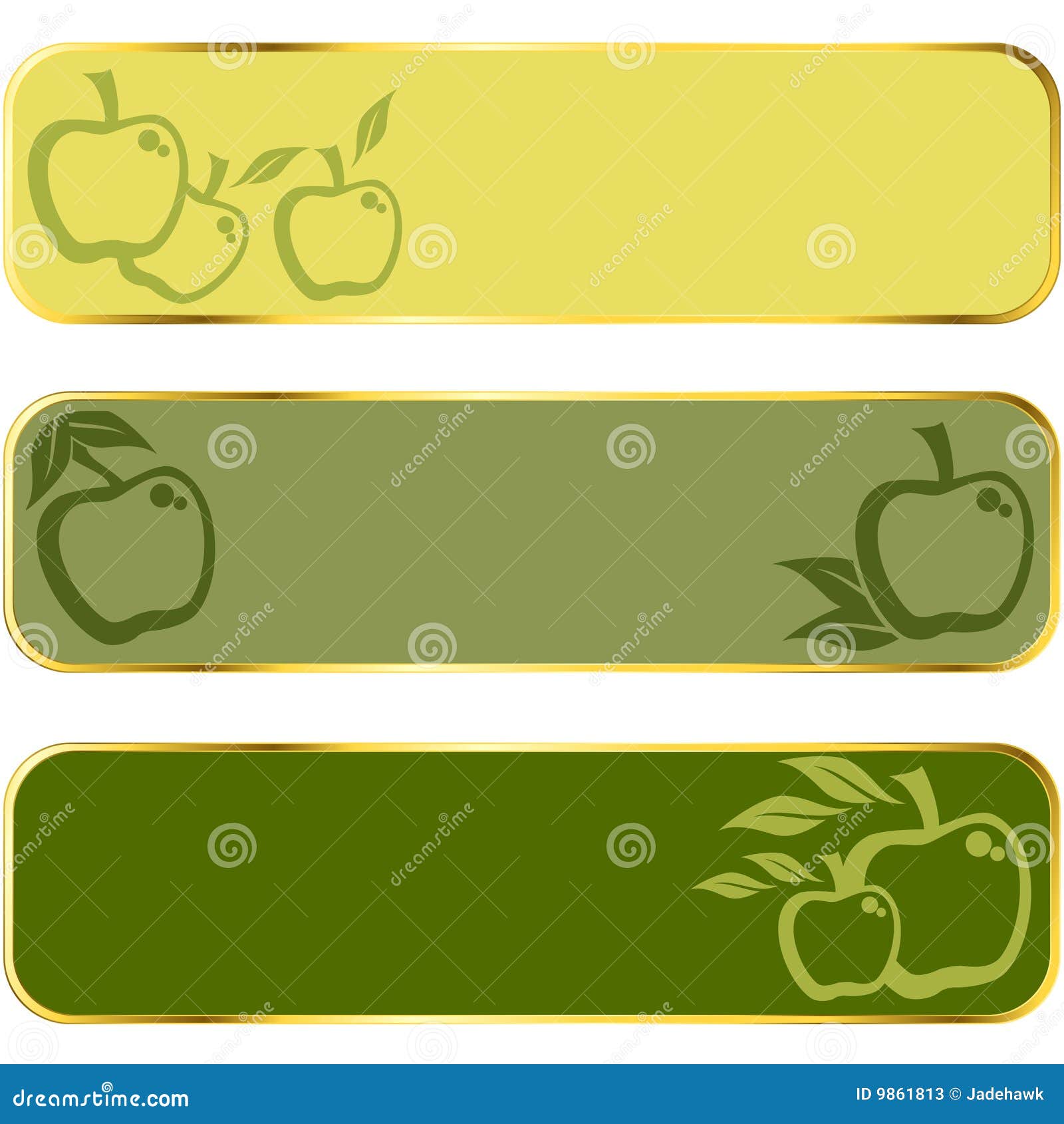 Green Apple Banners with Gold Rim Stock Vector - Illustration of ...