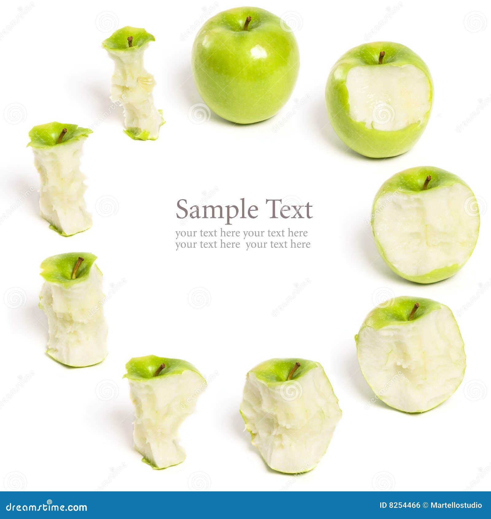 Green Apple Being Eaten Series Stock Photo - Image of apple, concept ...