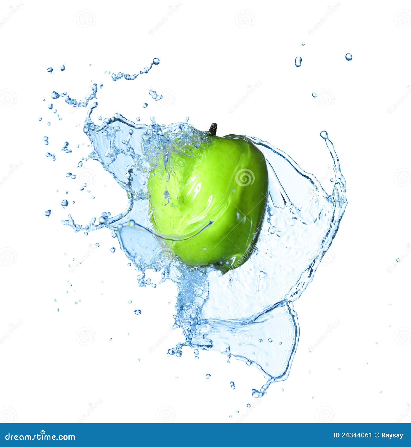 Green Apple with Big Splash of the Water Stock Image - Image of nature ...