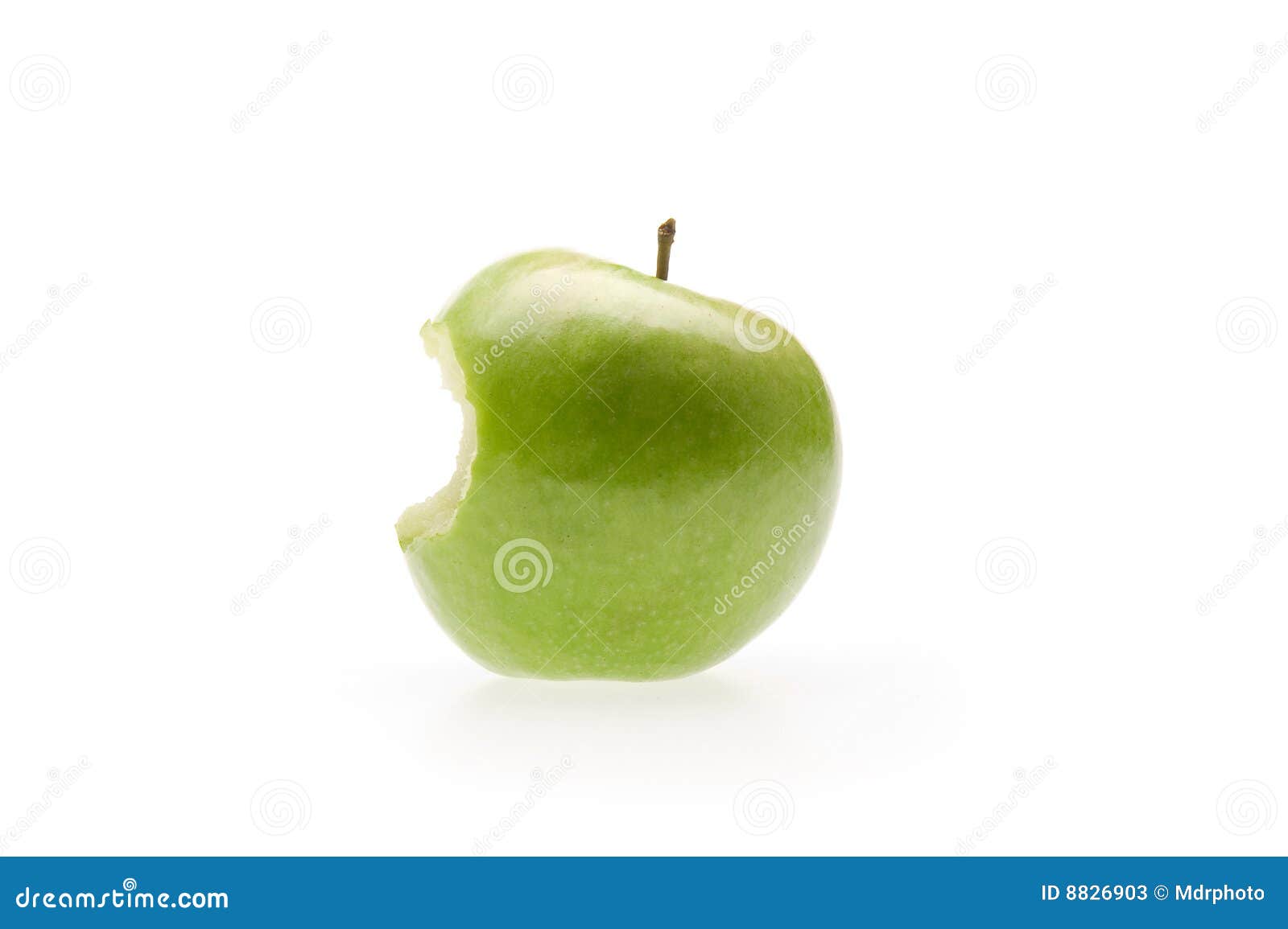 Green apple with bite stock image. Image of apple, wellness - 8826903