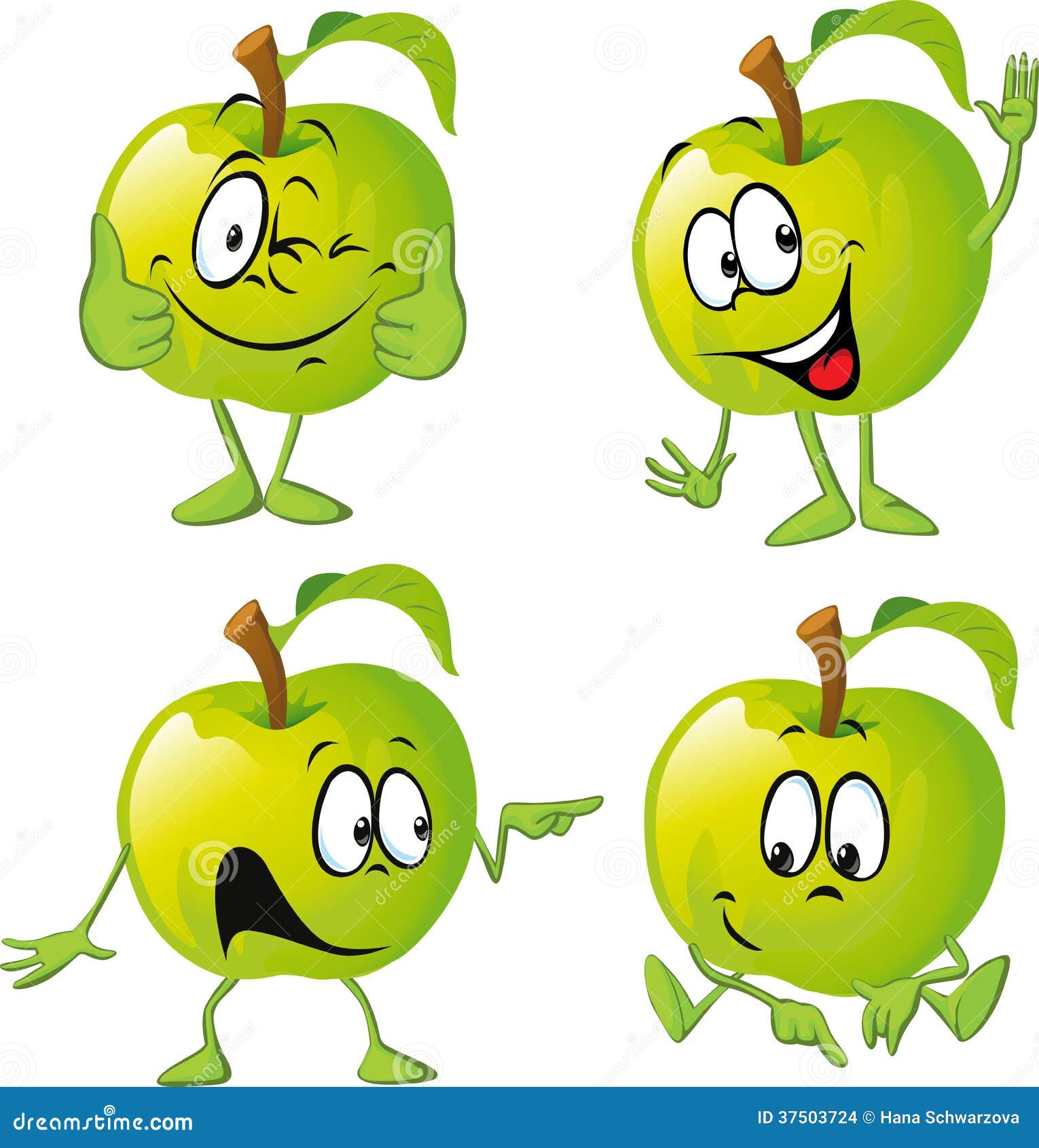 Green Apple Cartoon with Hand Stock Vector - Illustration of ripe ...