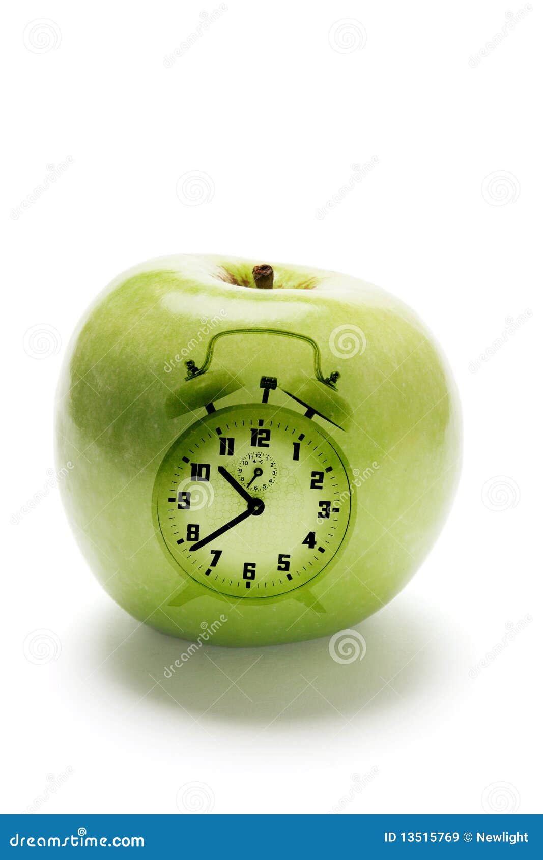 Green Apple and Clock stock image. Image of apple, smith - 13515769