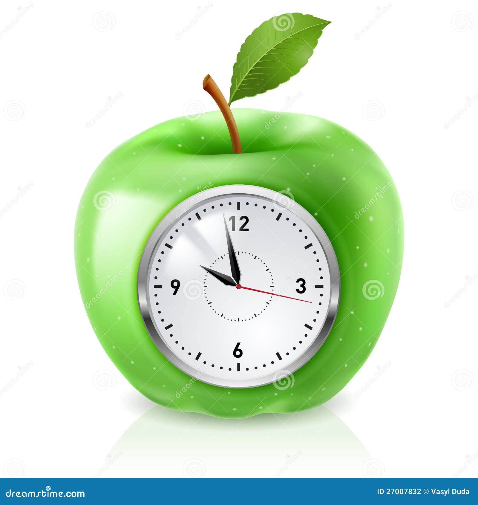 Green apple clock stock vector. Illustration of school - 27007832