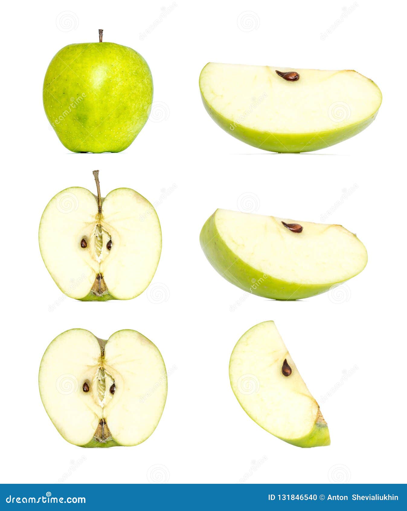 Green Apple Composition Collection in Different Variations Isolated on ...