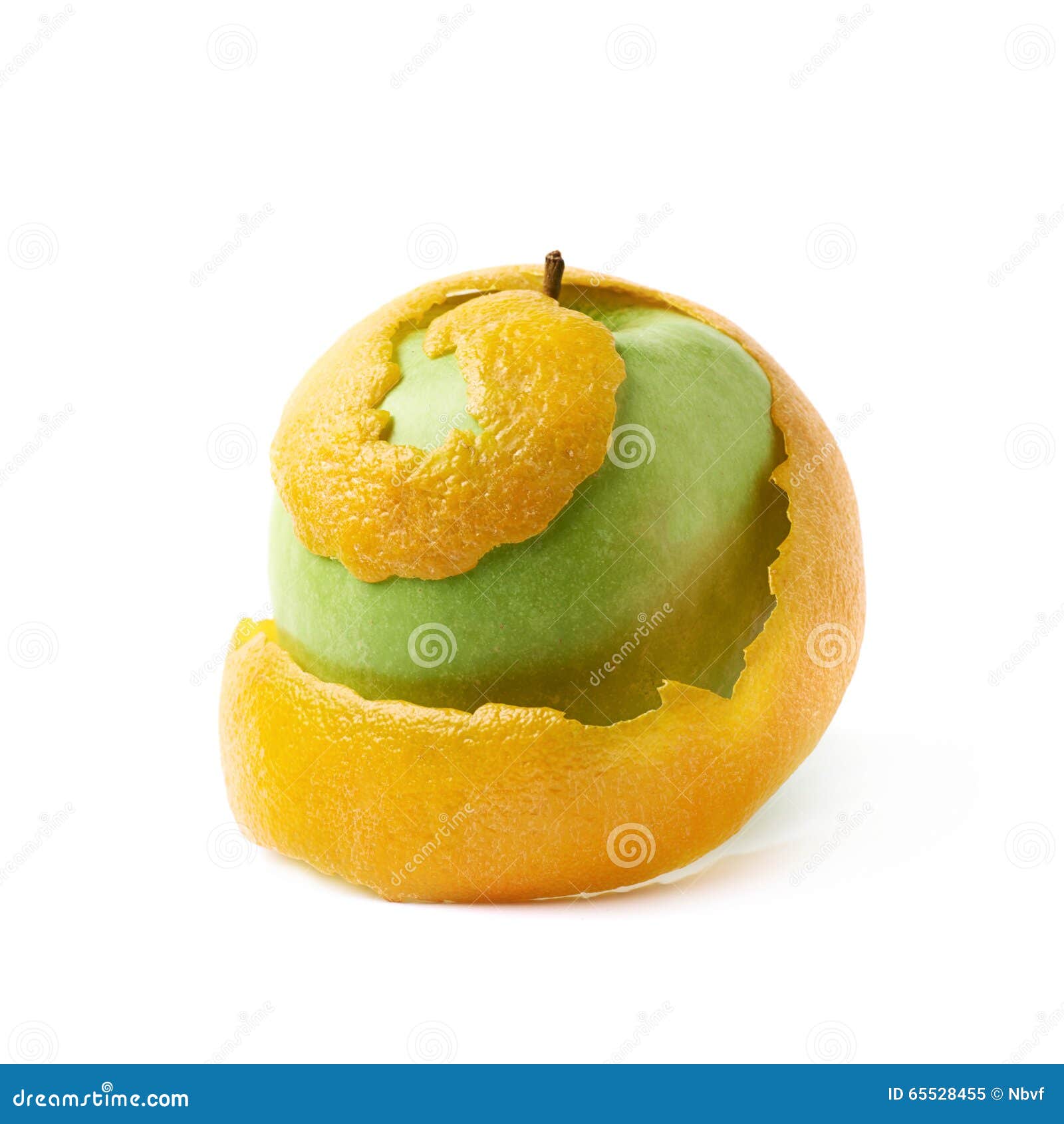 Green Apple Covered with Orange Peel Stock Image - Image of apple, food ...