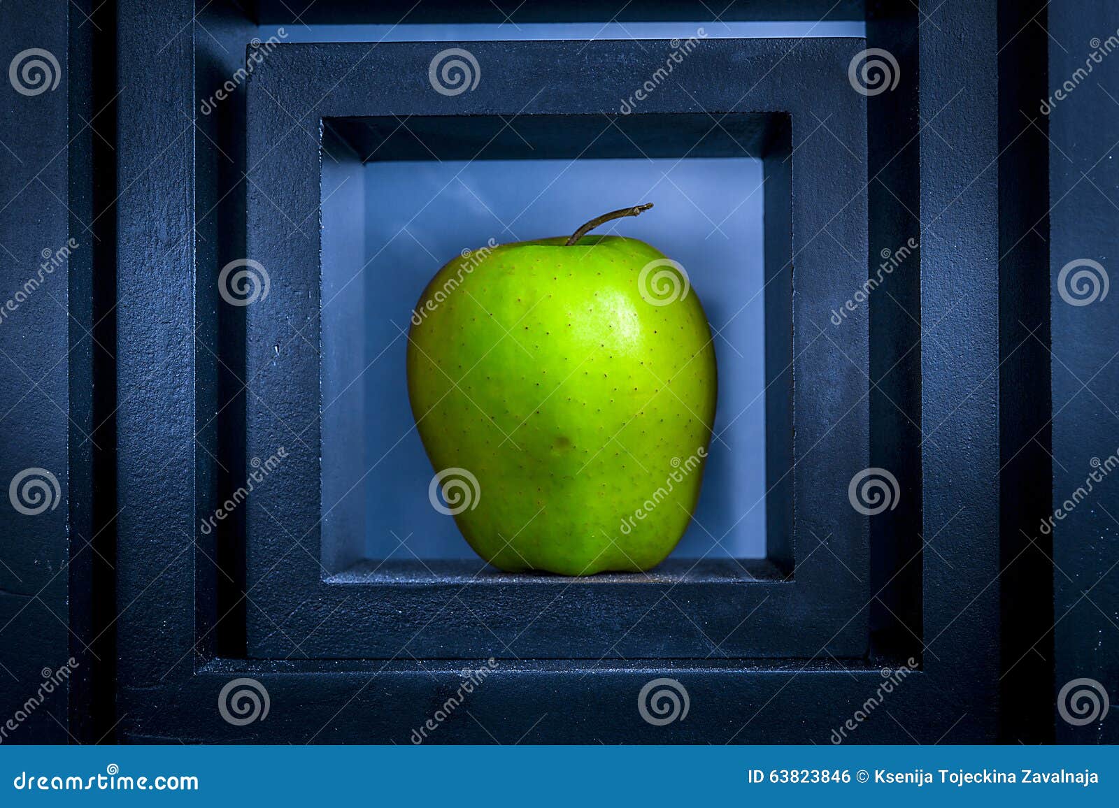 Green Apple in Dark Frame stock photo. Image of macro - 63823846