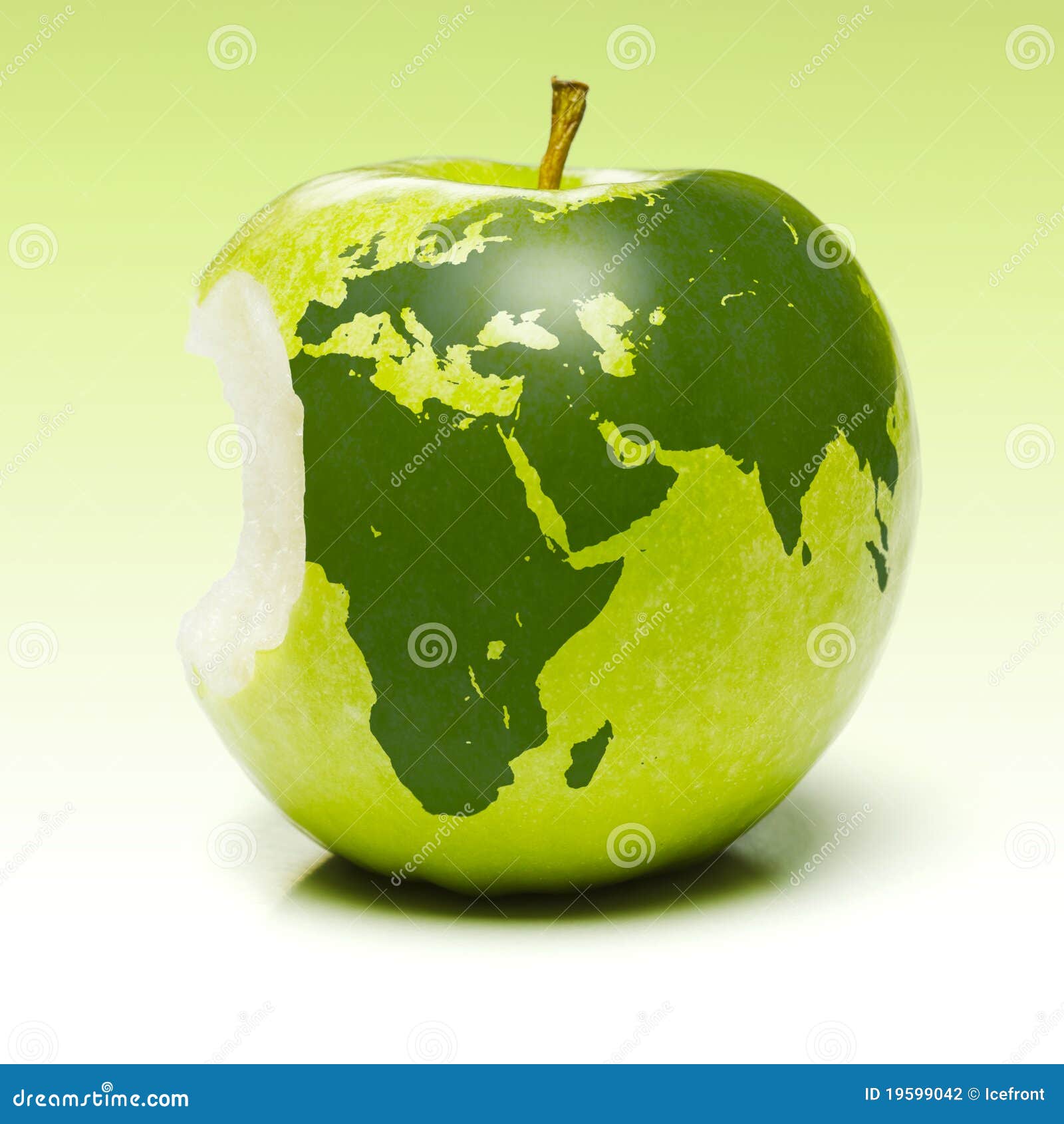 Green apple with earth map stock illustration. Illustration of green ...