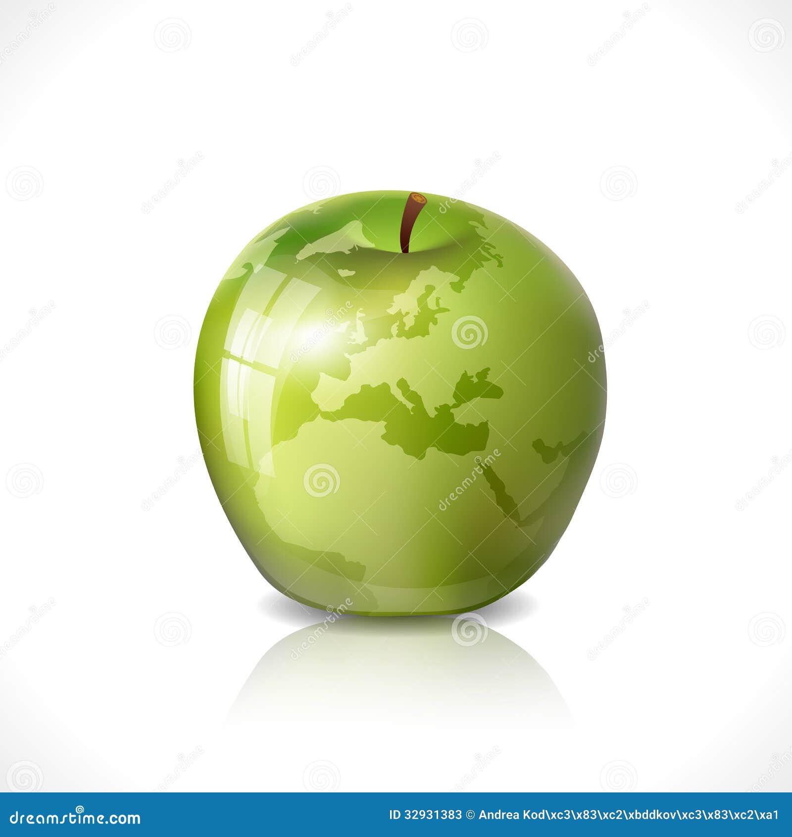 Green Apple with Earth Pattern Stock Vector - Illustration of food ...