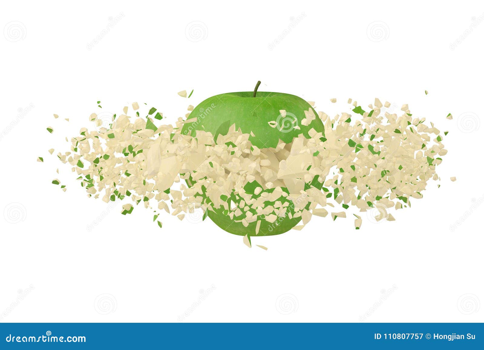 Green Apple Explosion.3D Illustration. Stock Illustration ...