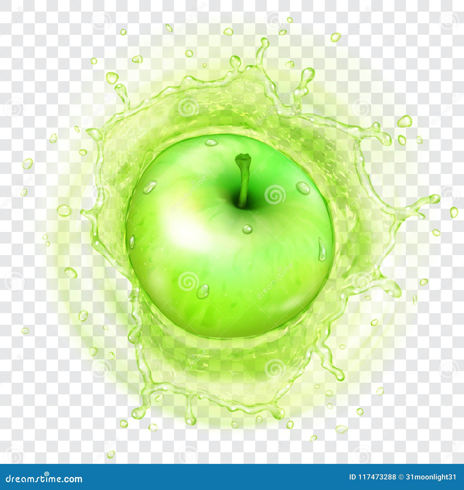 Apple falling into a juice stock vector. Illustration of clean - 117473288