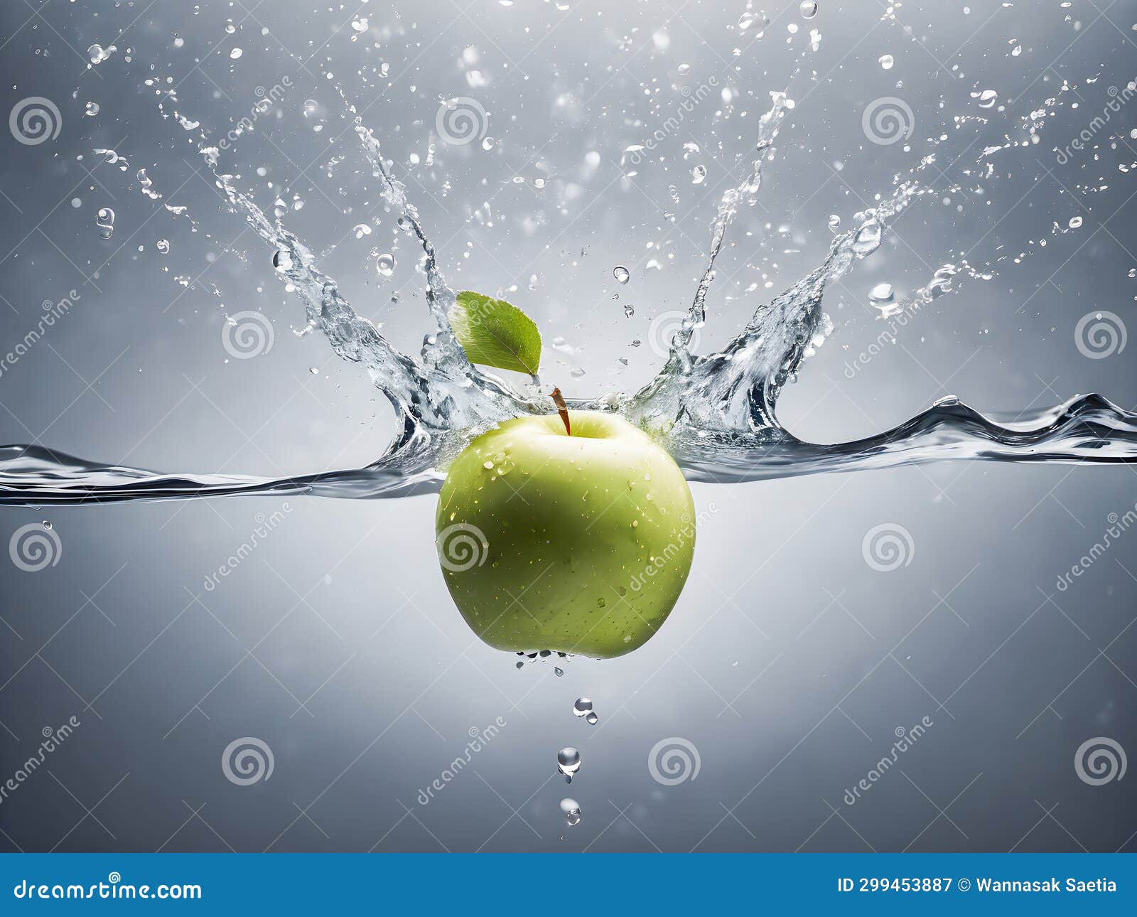 Apple Falling Into A Water Cartoon Vector | CartoonDealer.com #117473287