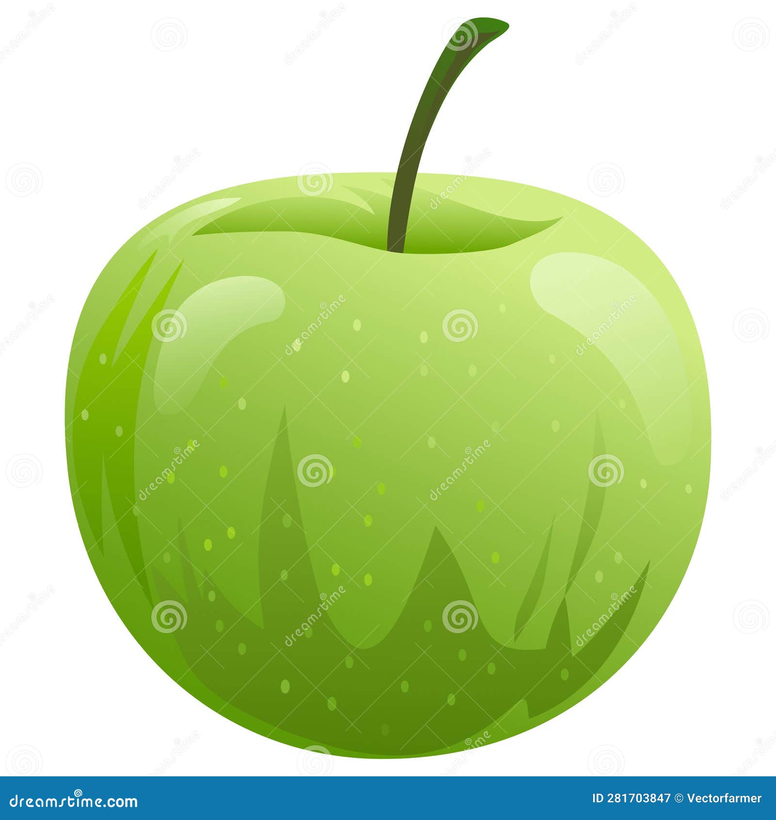 Green Apple Fresh Fruit Cartoon Illustration Vector Stock Vector ...