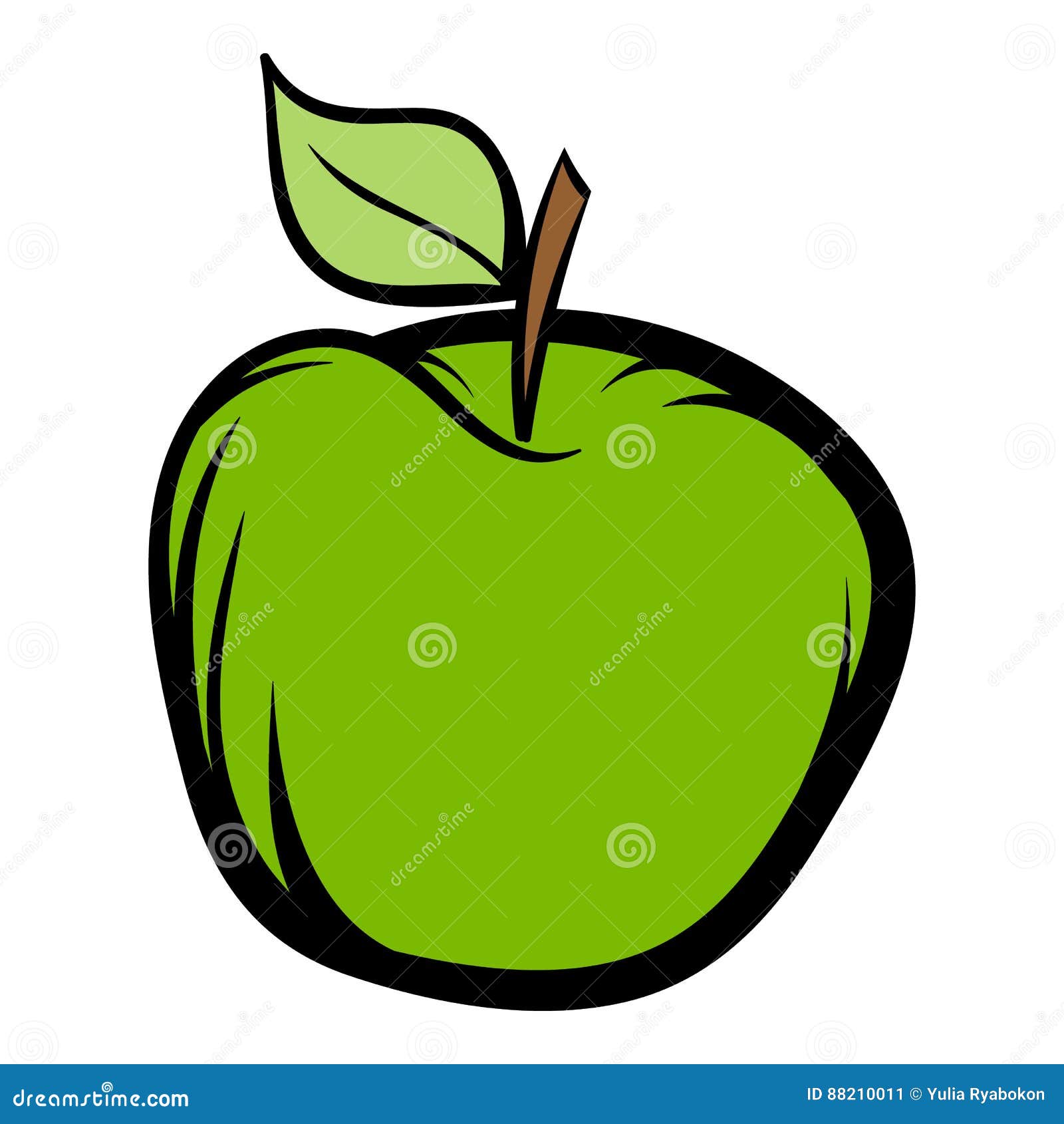 Green apple icon cartoon stock vector. Illustration of isolated - 88210011