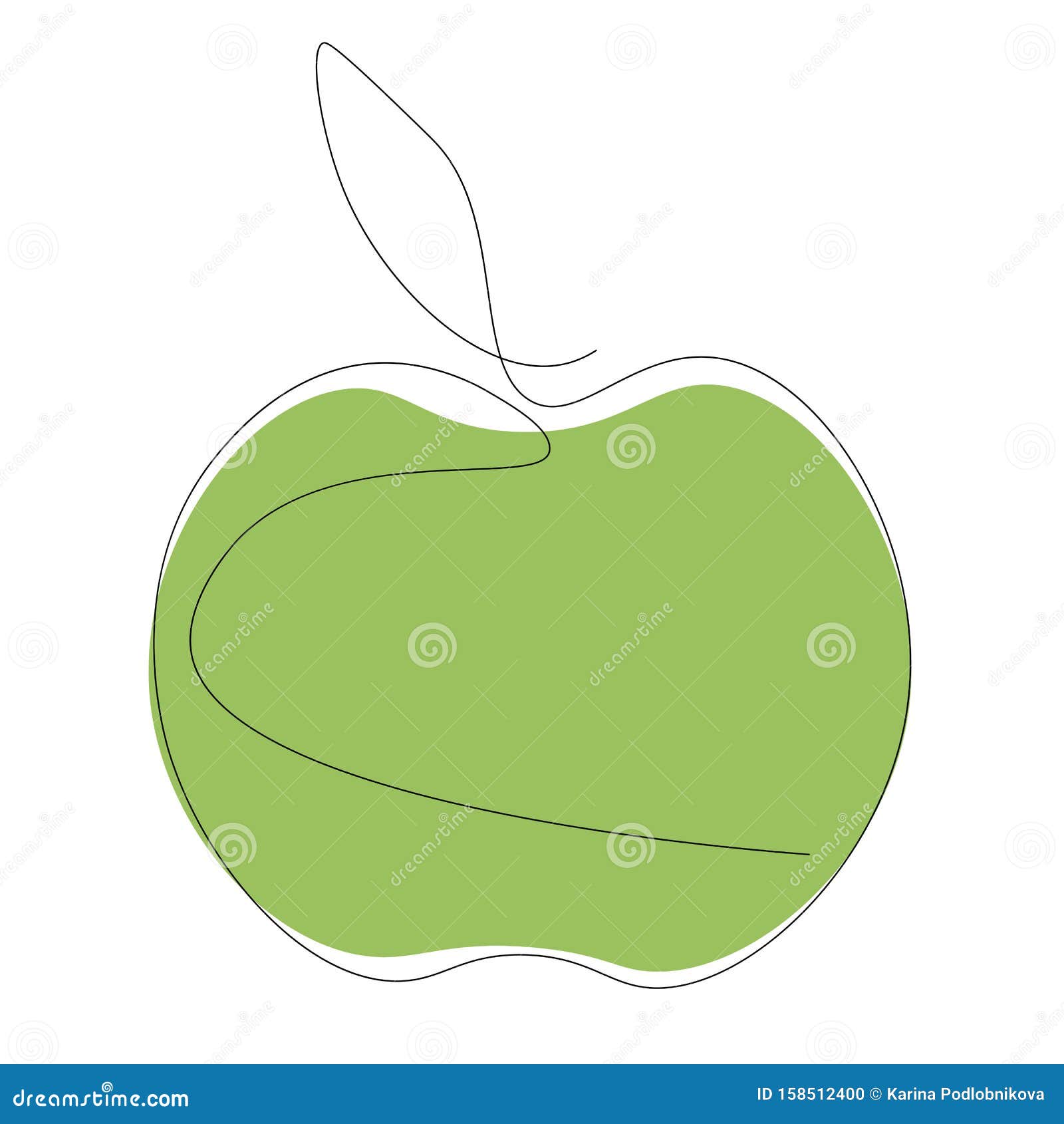 Green Apple Icon, Fruit Line Drawing Vector Stock Vector - Illustration ...