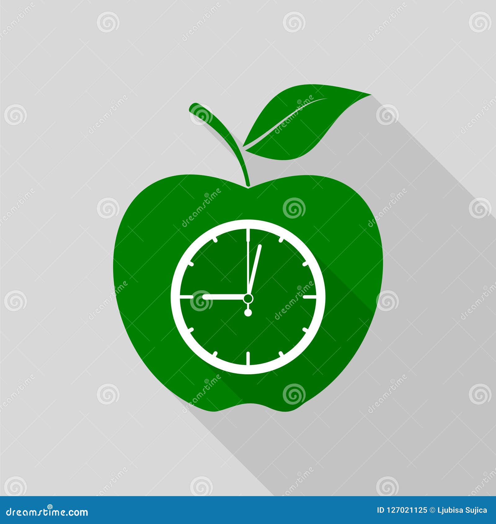 Green Apple Icon with a Sand Clock Stock Vector - Illustration of food ...